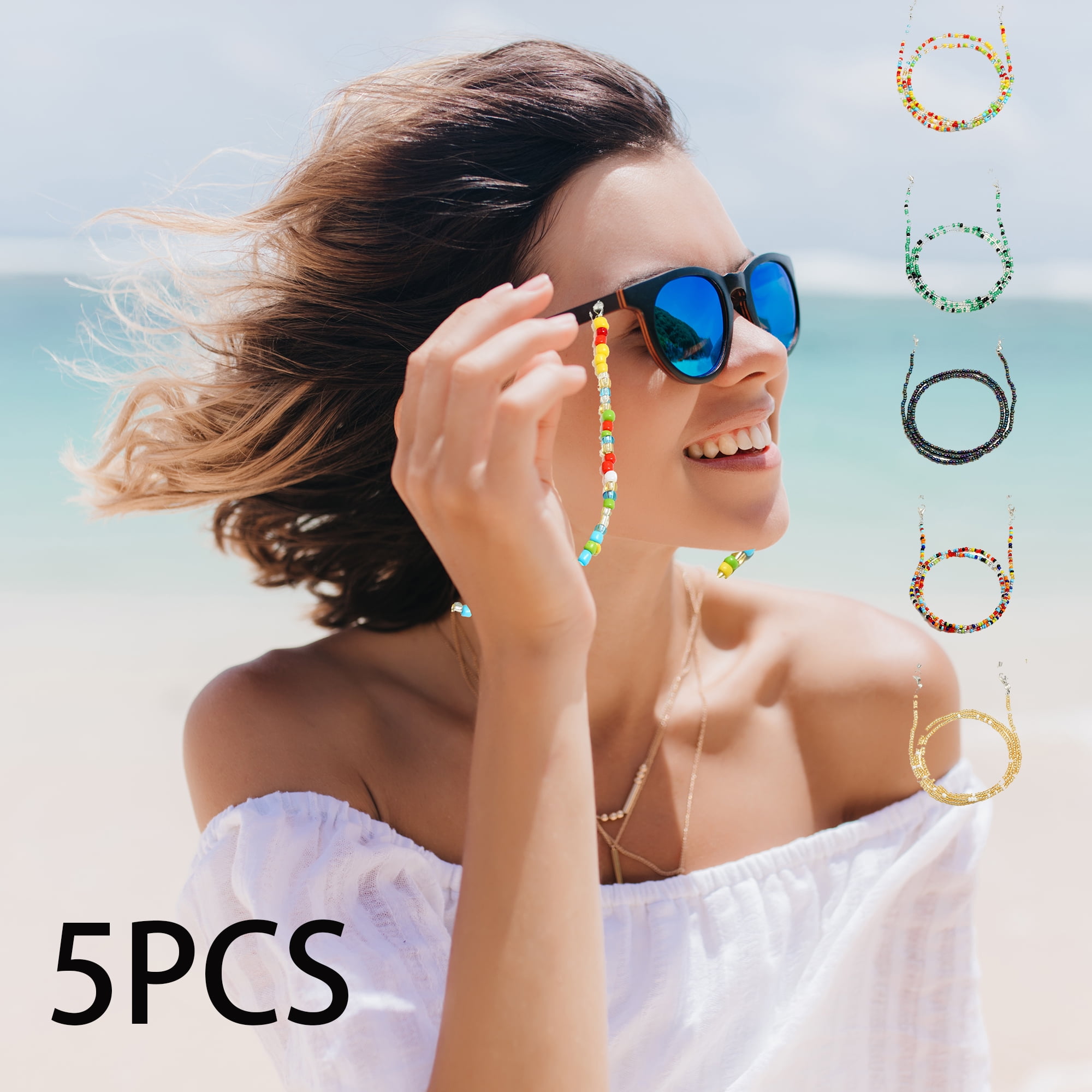 Colorful Beaded Eyeglass Chain Sunglass Holder Strap Eyeglass Necklace ...