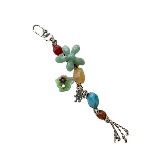 Colorful Beaded Phone Lanyard Keychain Unique Floral Design Multi ...