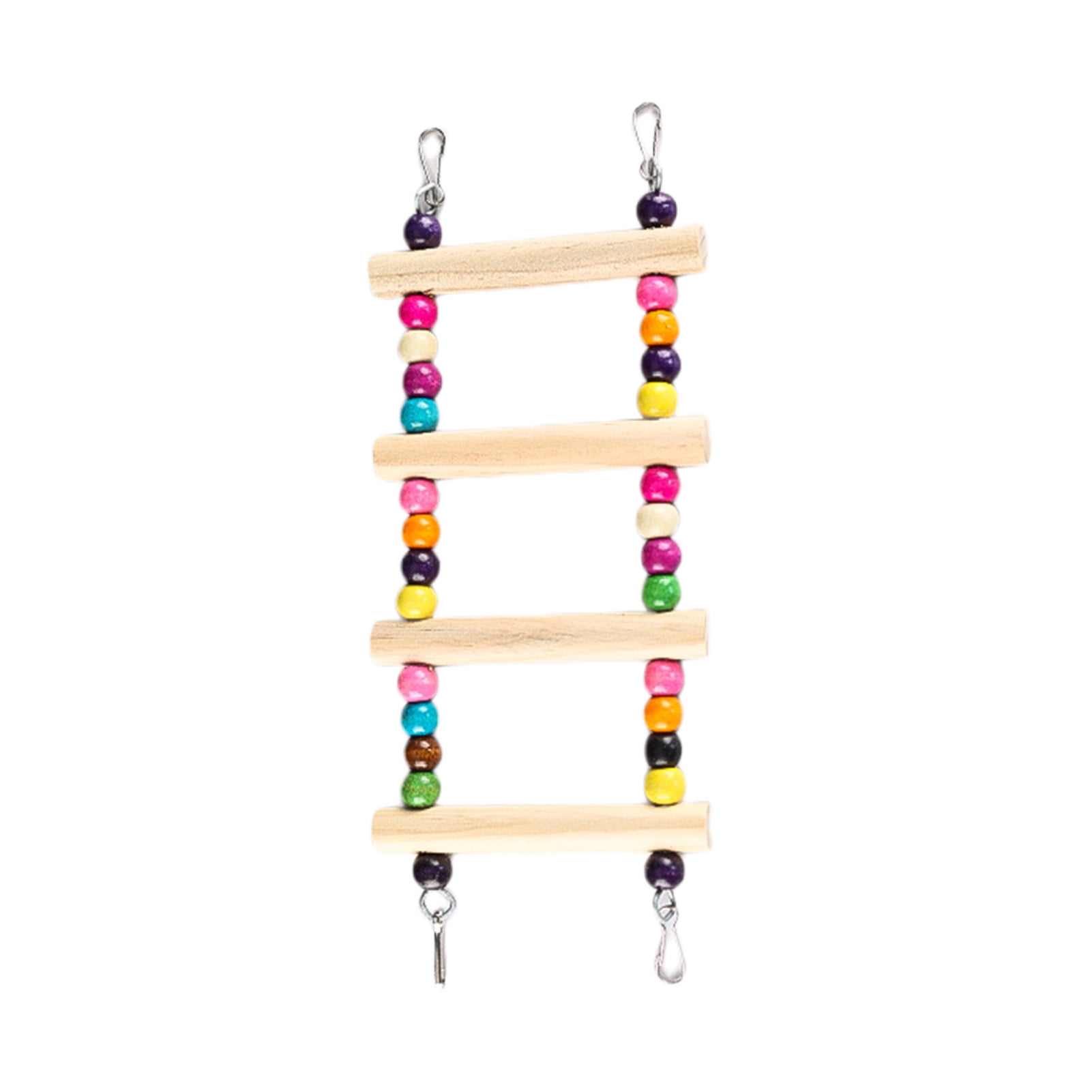 Colorful Beads Bird Ladder Natural Wood Hanging Ladder with Swing Toy ...
