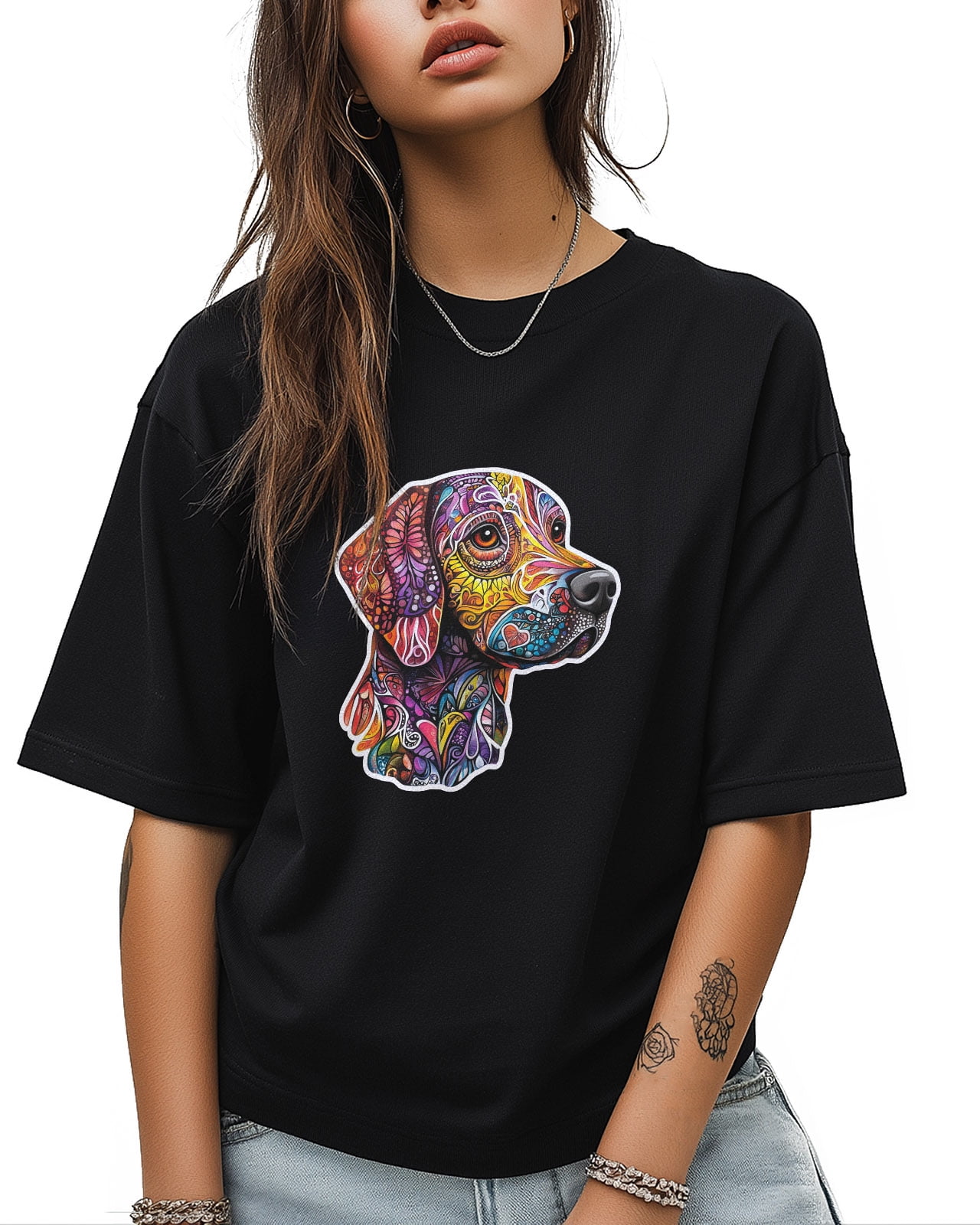 Colorful Beagle T Shirts for Women Short Sleeve Cotton Crewneck T-Shirt ...