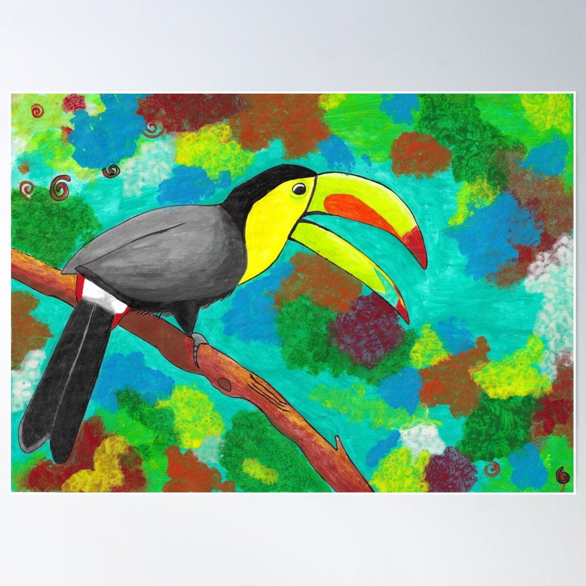 Colorful Beak Gray Bird Poster Wall Art, Modern Wall Decor For Living ...