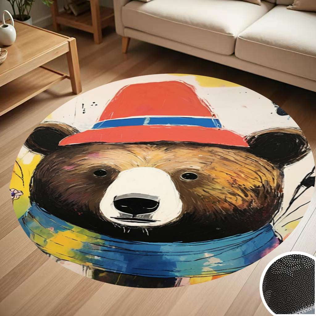 Colorful Bear Art Print Round Carpet Living Room Bedroom Home ...