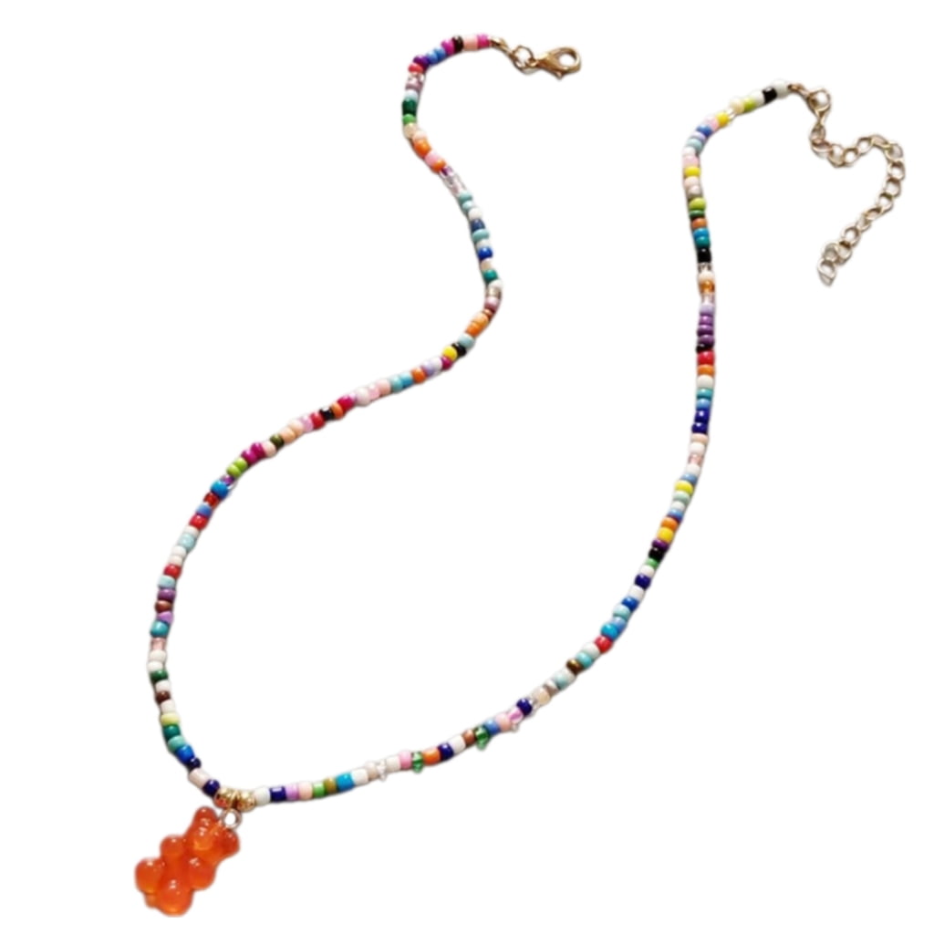Colorful Bear Choker Necklace Eye Catching Acrylic Bear Necklace Sturdy ...