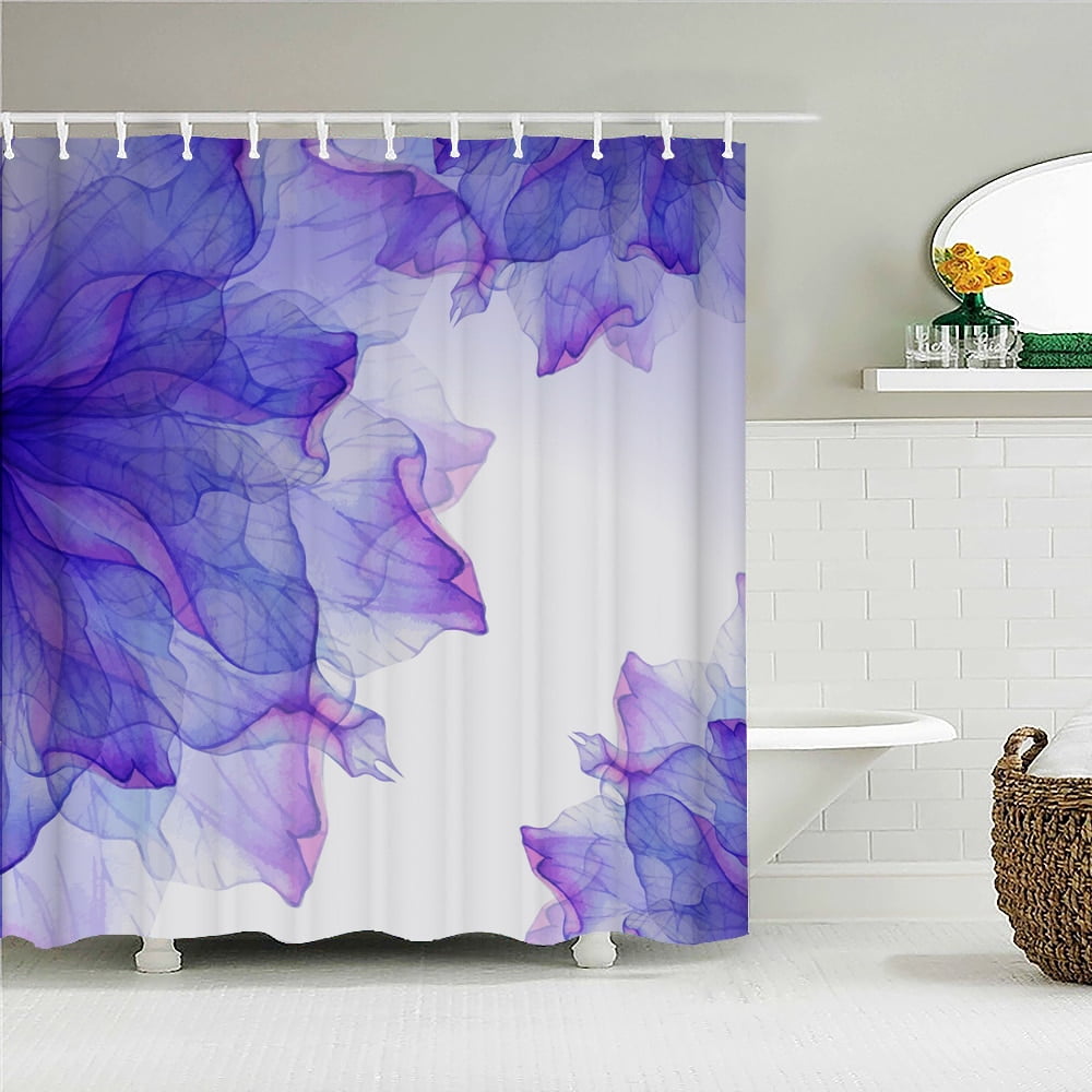 Colorful Beautiful Flowers Shower Curtains With 12 Hooks Floral Printed ...