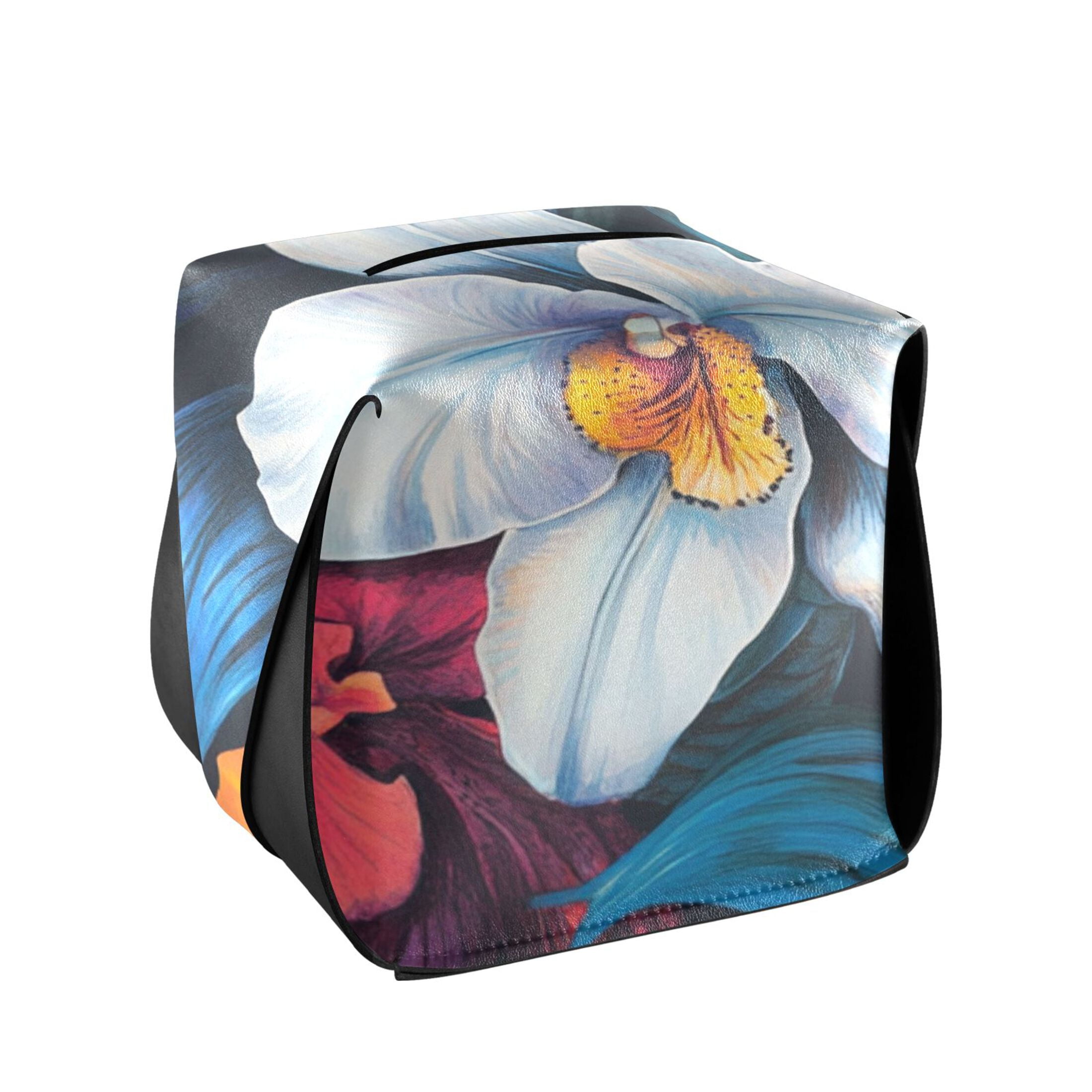 Colorful Beautiful Flowers Tissue Box Cover Leather Square Rectangle ...