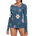 Colorful Beautiful Snowflakes Christmas Women's Rash Guard Shirts UPF ...