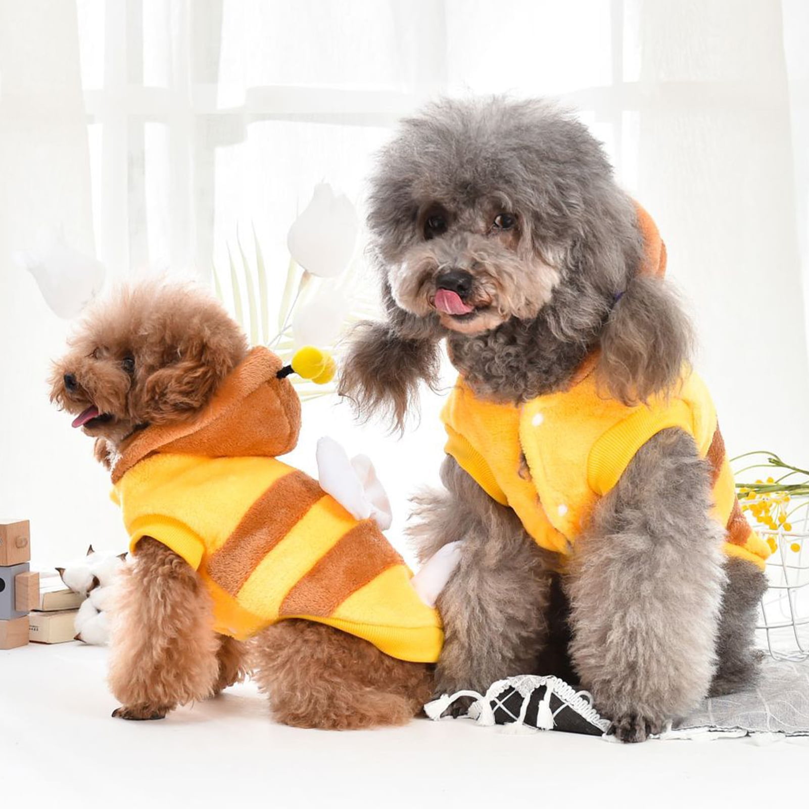 Colorful Bee Dog Costume, Halloween Dog Hoodies Outfits Cute Cat Hooded ...