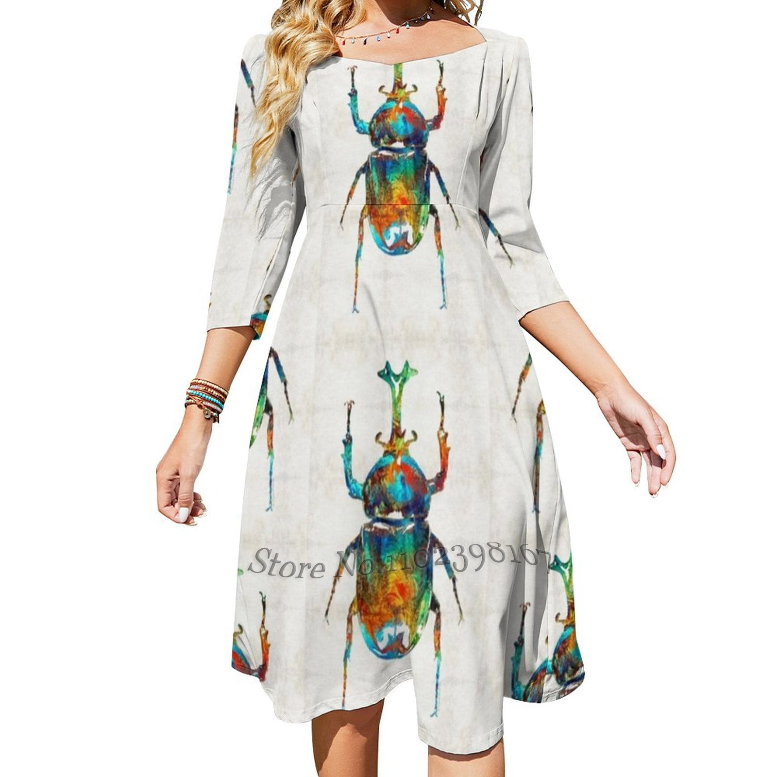 Colorful Beetle Art-Scarab Beauty-By Sharon Cummings Square Neck Dress ...
