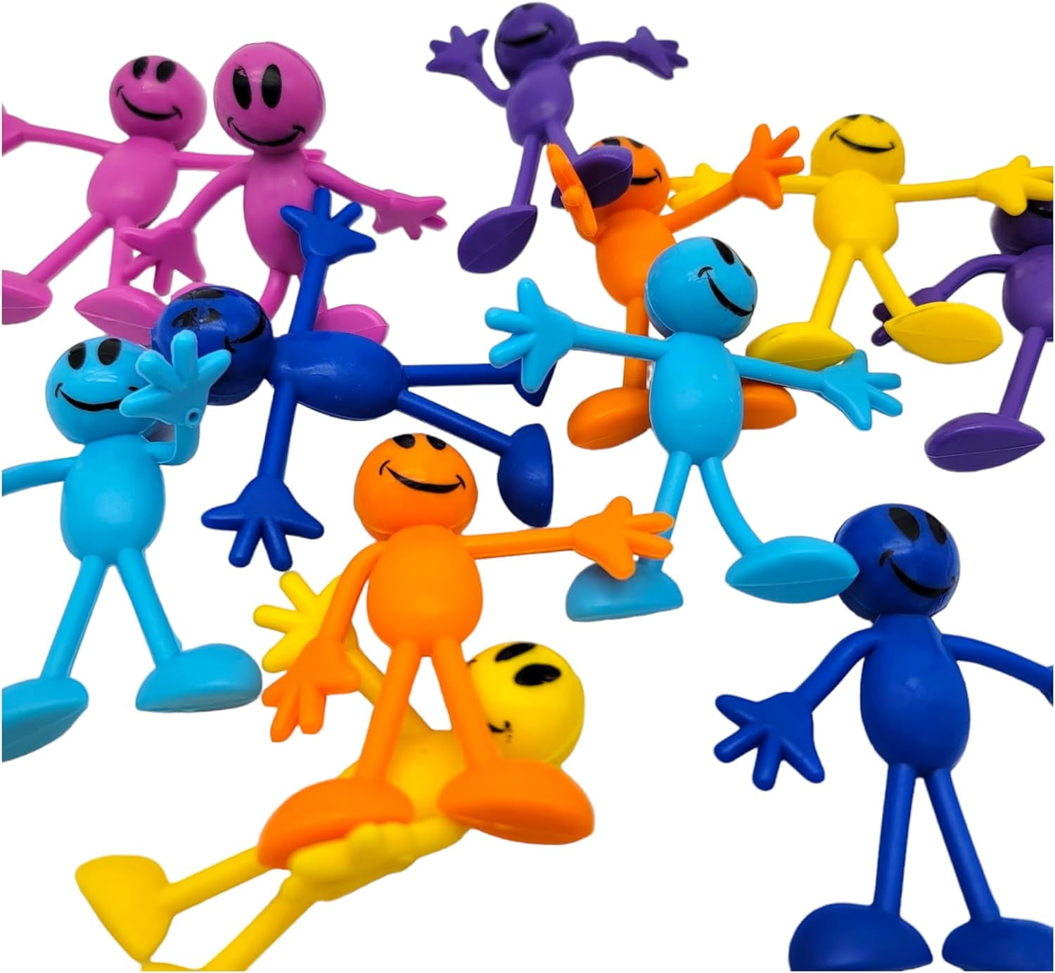 Colorful Bendable Smile Figures (3") (12 Smile Figures) Flexible Rubber ...