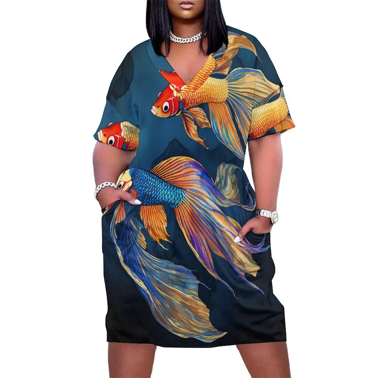 Colorful Betta Fish Art Loose Pocket Dress Dresses Summer Summer ...