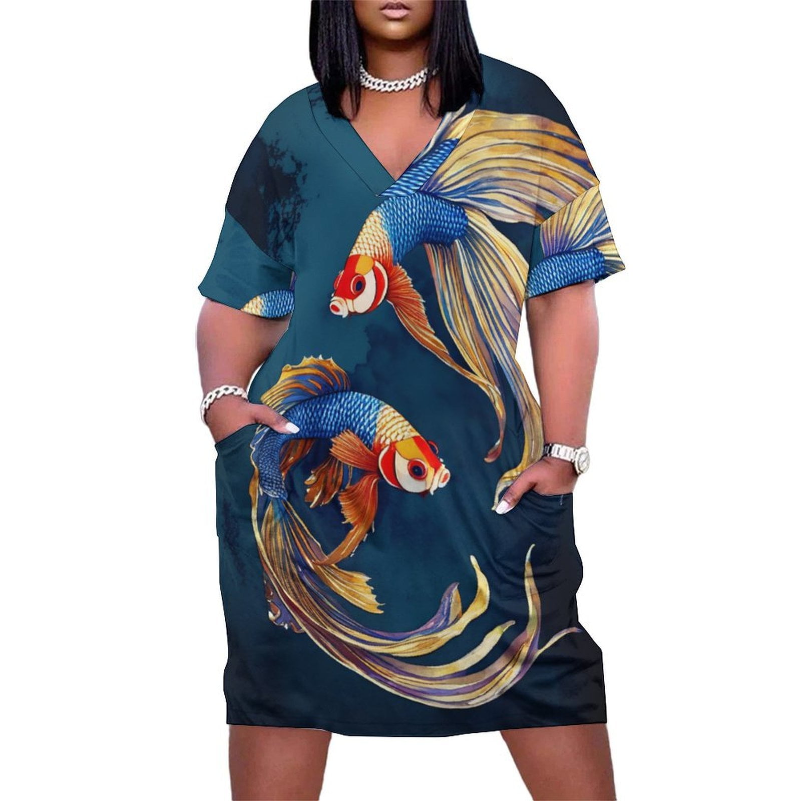 Colorful Betta Fish Art Loose Pocket Dress Dresses Summer Summer ...