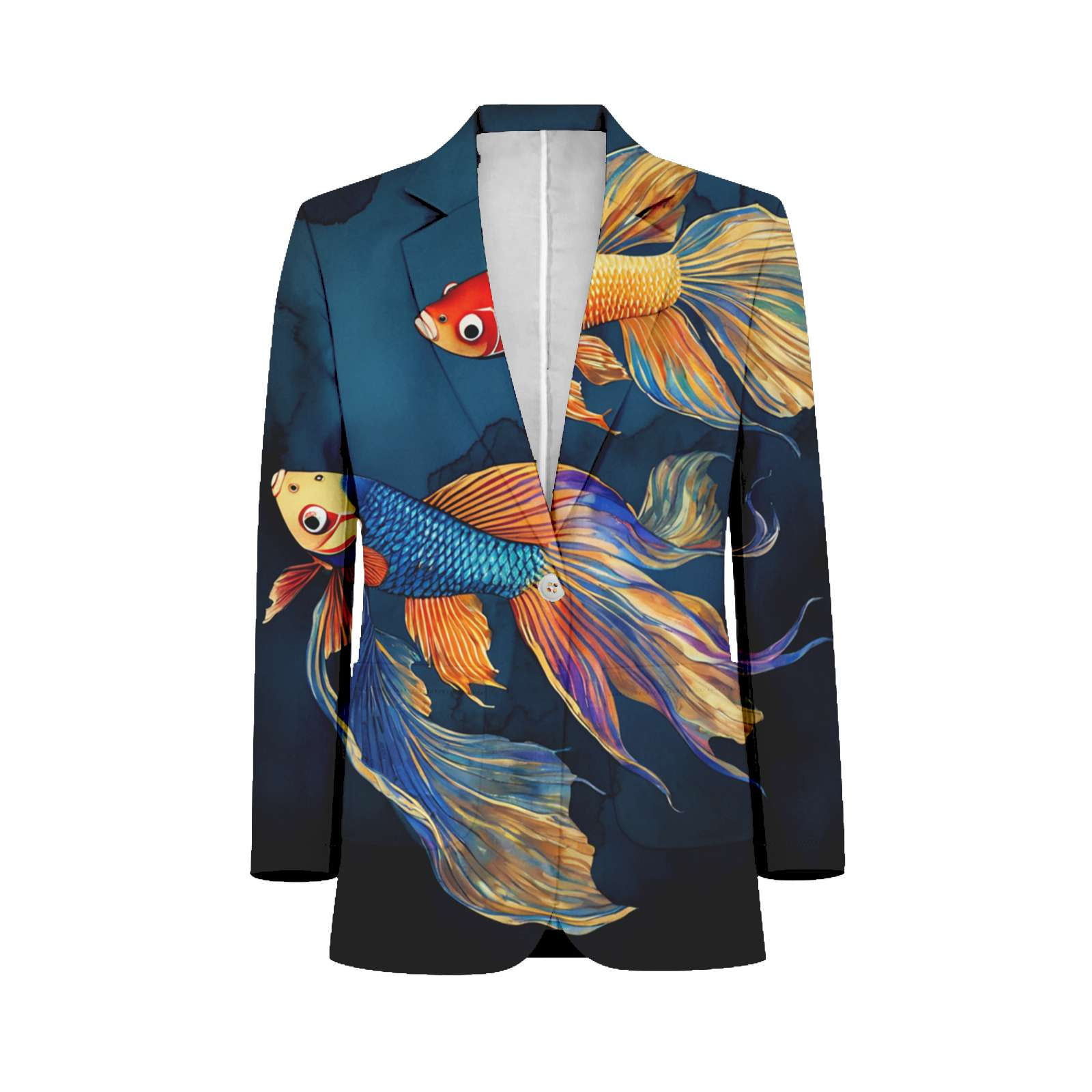 Colorful Betta Fish Art Mens Suits Shawl Collar Slim Fit Suit Mens ...