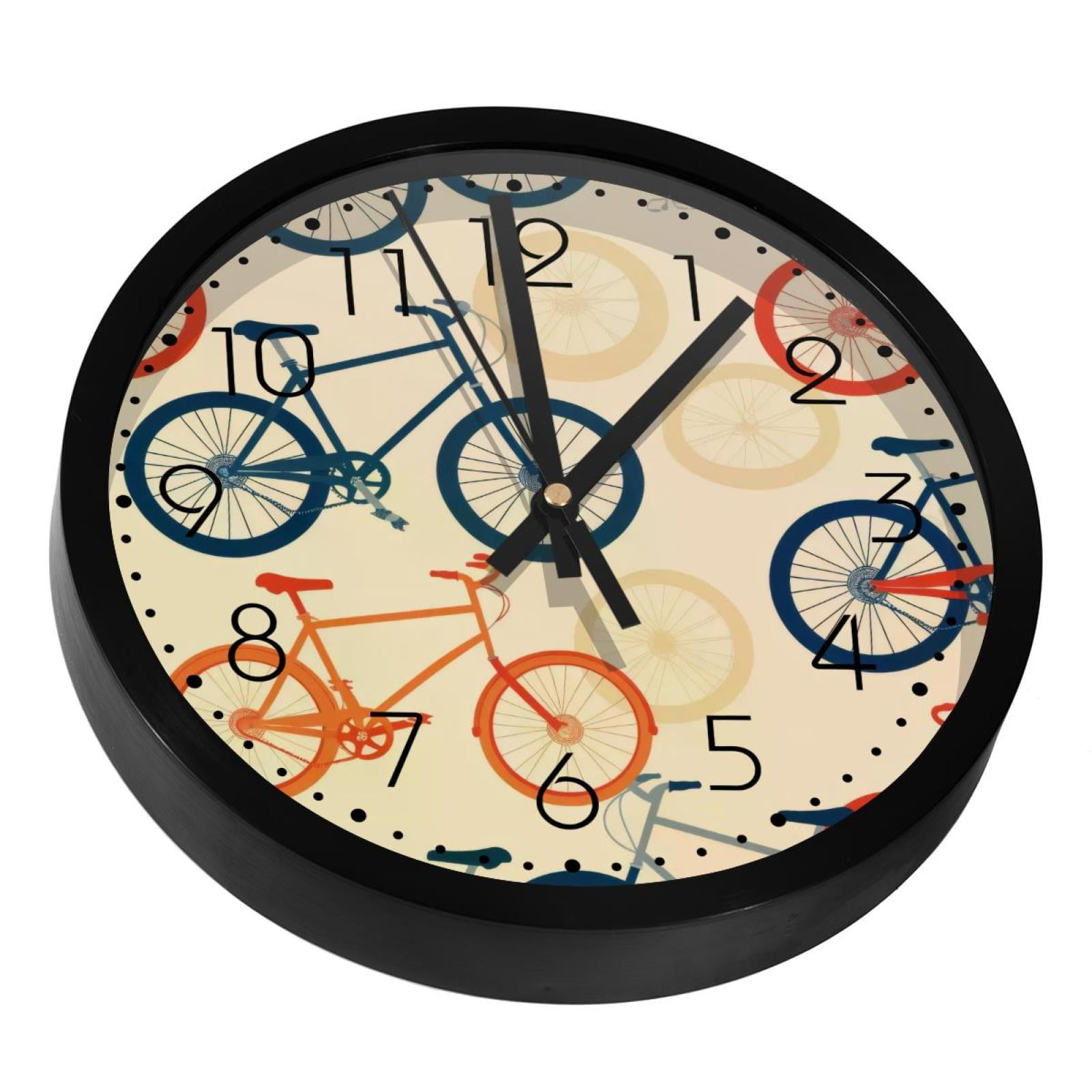 Colorful Bicycle and Wheels Silent Wall Clock, Non Ticking Battery ...