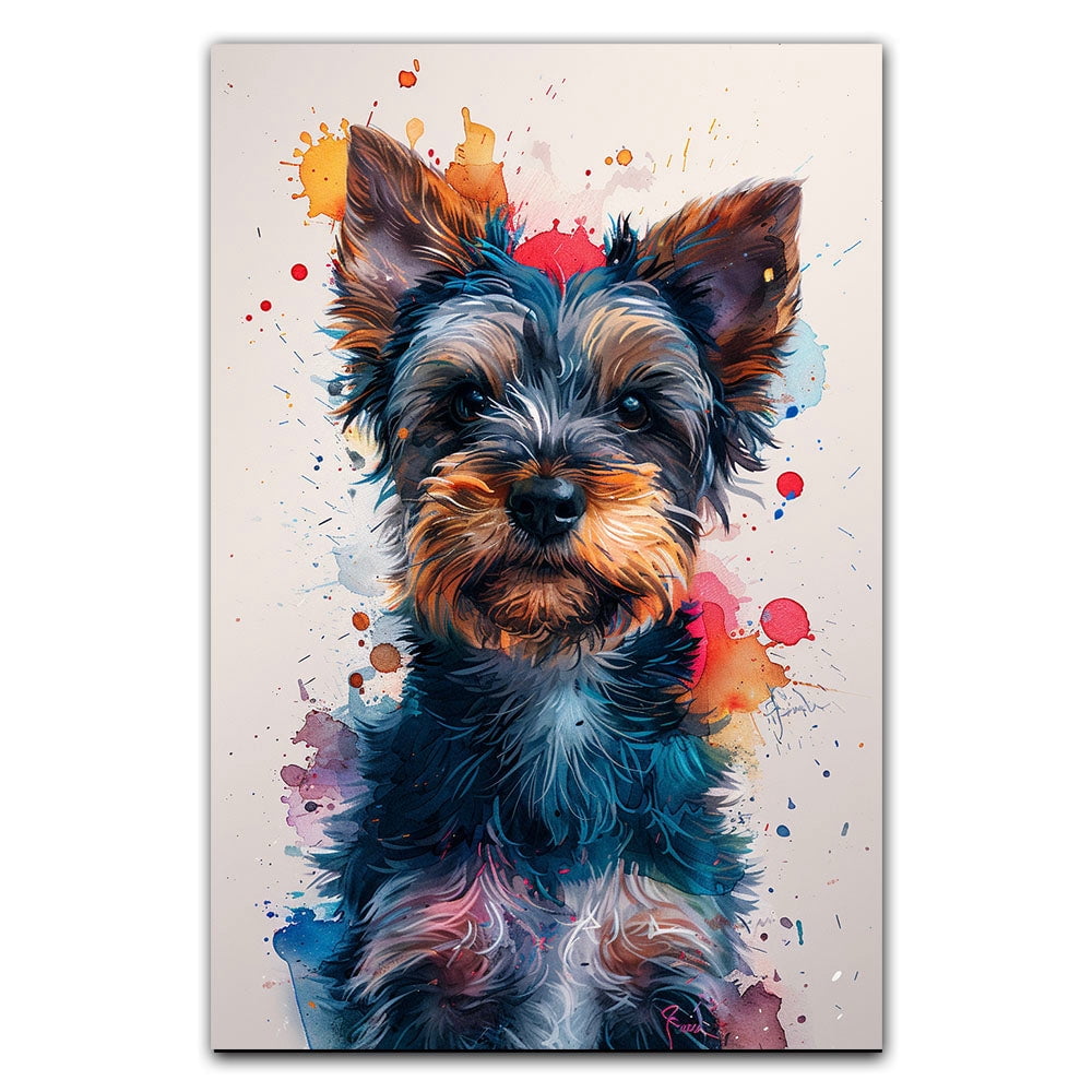 Colorful Biewer Terrier Wall Art Abstract Dog Posters Animal Canvas Painting Prints Cute Picture ...
