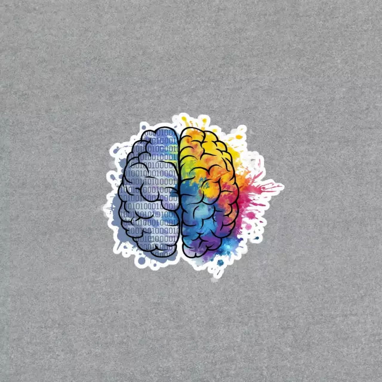 Colorful Binary Brain Sticker - Coding And Programming Decal For Tech ...