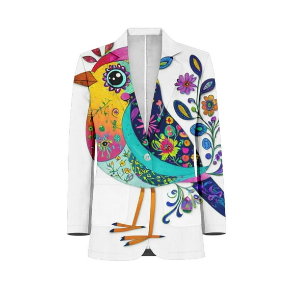 Colorful Bird Art Print Men's Suit Blazer Casual Party Wear Slim Fit ...