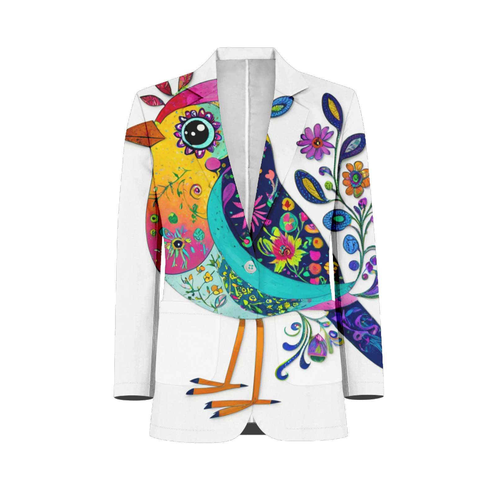 Colorful Bird Art Print Mens Suits Shawl Collar Slim Fit Suit Mens ...
