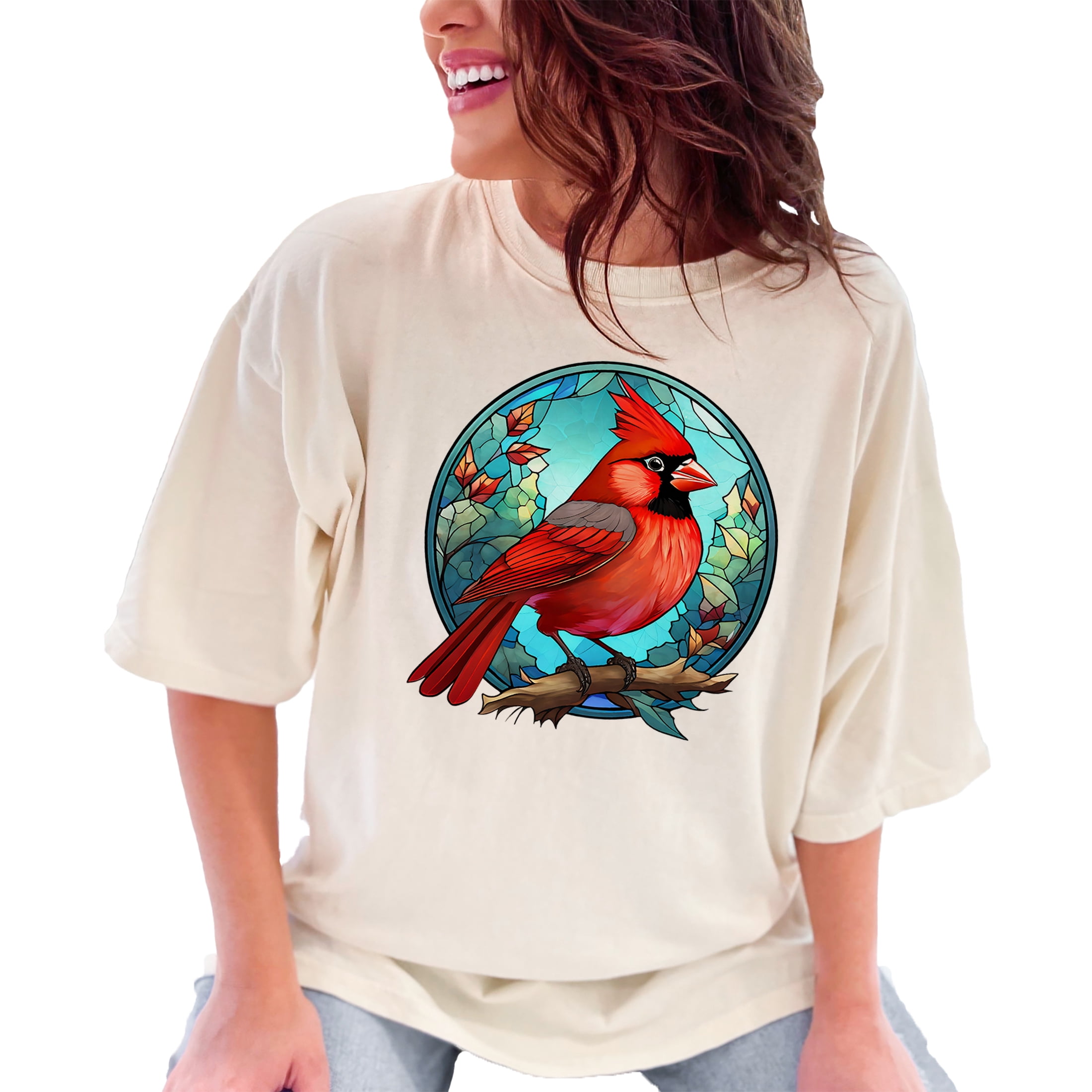 Colorful Bird Art T-Shirt, Vibrant Red Cardinal Graphic Tee, Nature ...