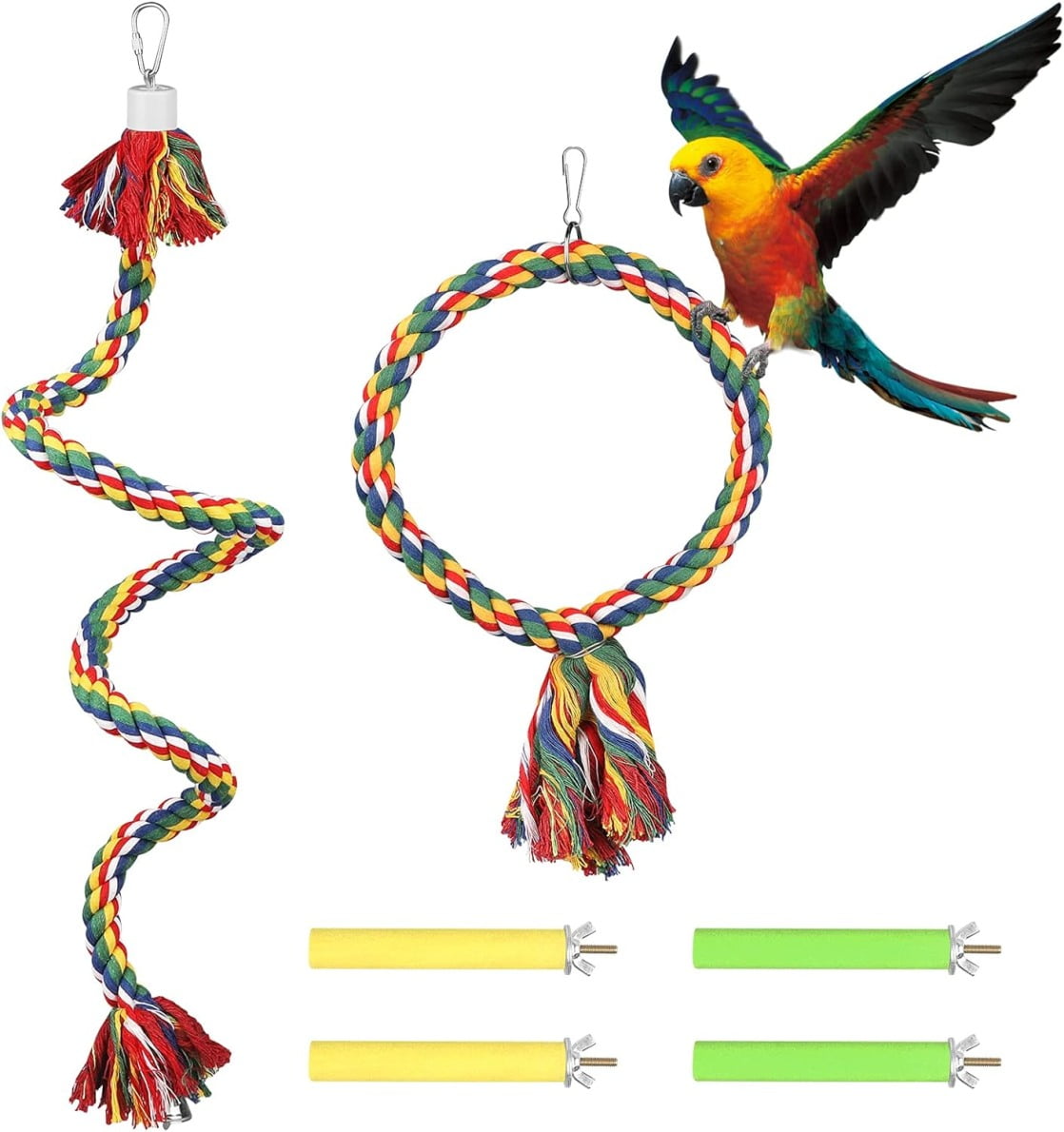 Colorful Bird Bungee Rope, DIY Bird Perches Stand, Adjustable Bird ...