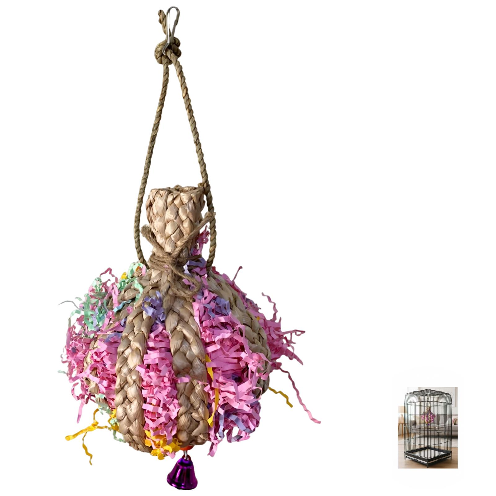 Colorful Bird Chewing Toy, Corn Husk Woven Ball, Parrot Shredder Toy ...
