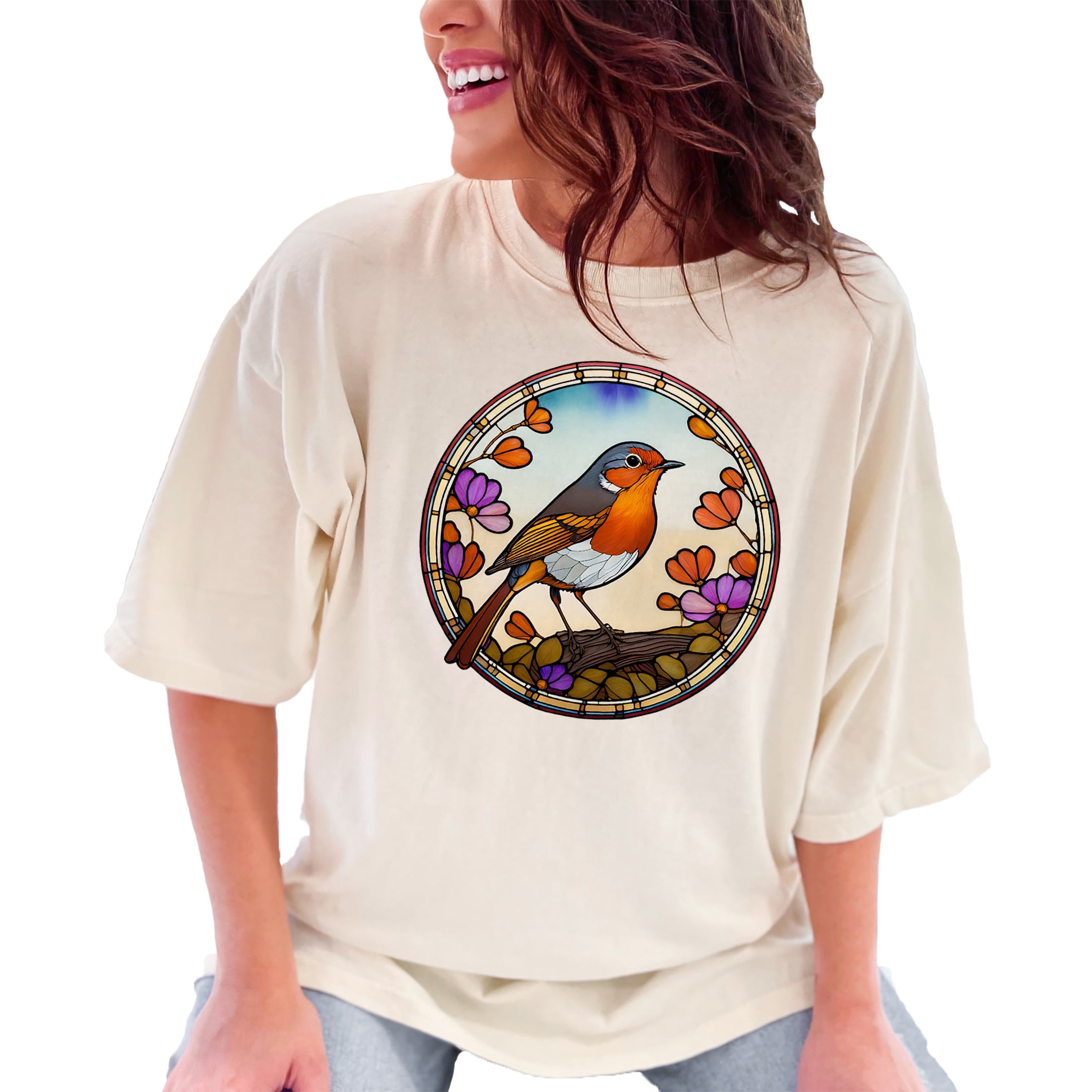Colorful Bird Design T-Shirts, Art Inspired Bird Graphic Tee, Nature ...