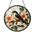 Colorful Bird Floral Scene Stained Glass Style Window Suncatcher ...