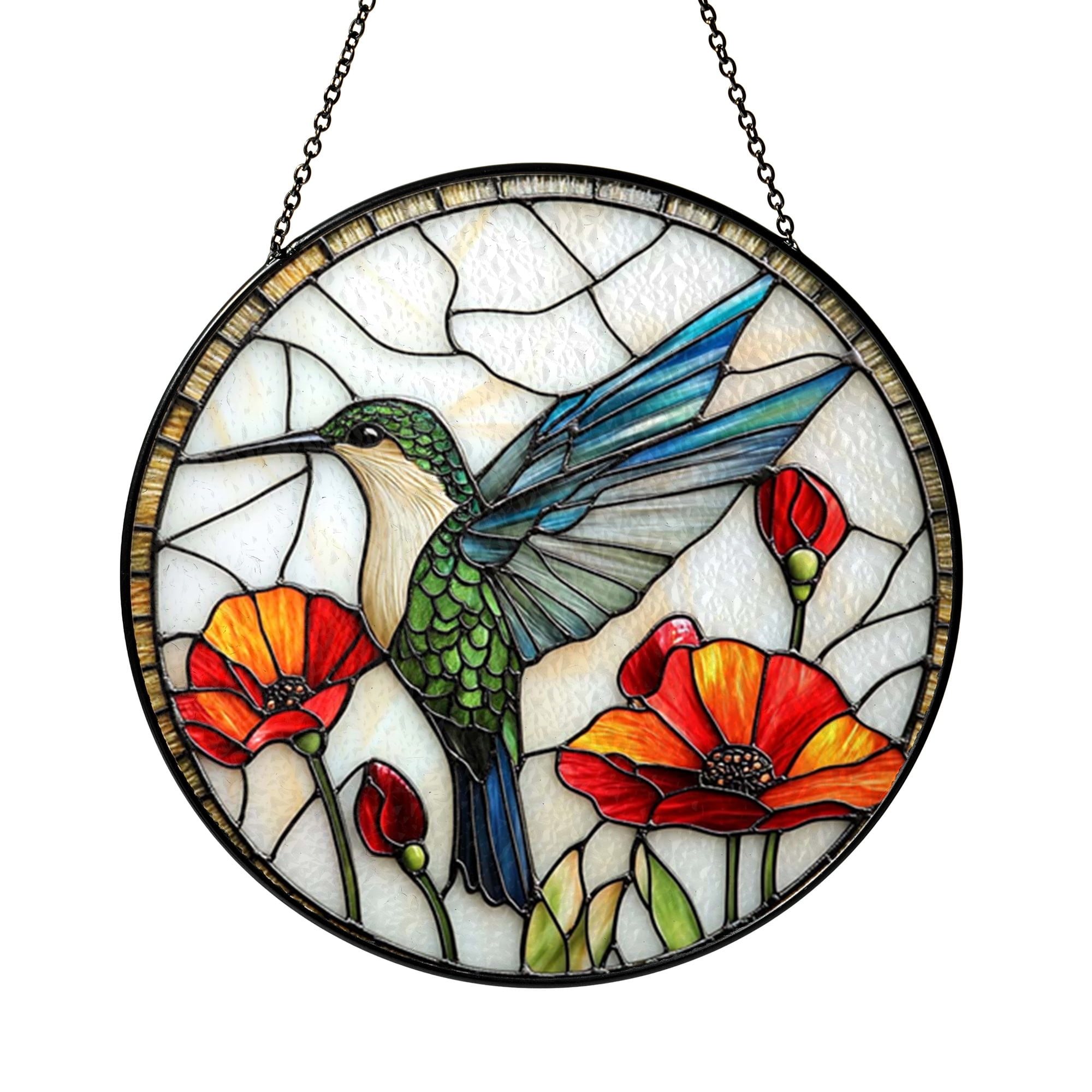 Colorful Bird Glass Style Window Hanging – Floral Nature Art - Walmart.com