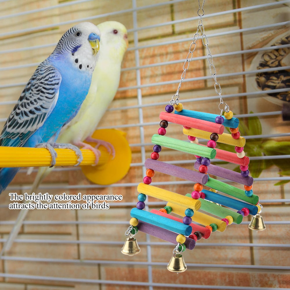 Colorful Bird Ladder Swing With Bell, Reduce Stress Encourage Exercise ...