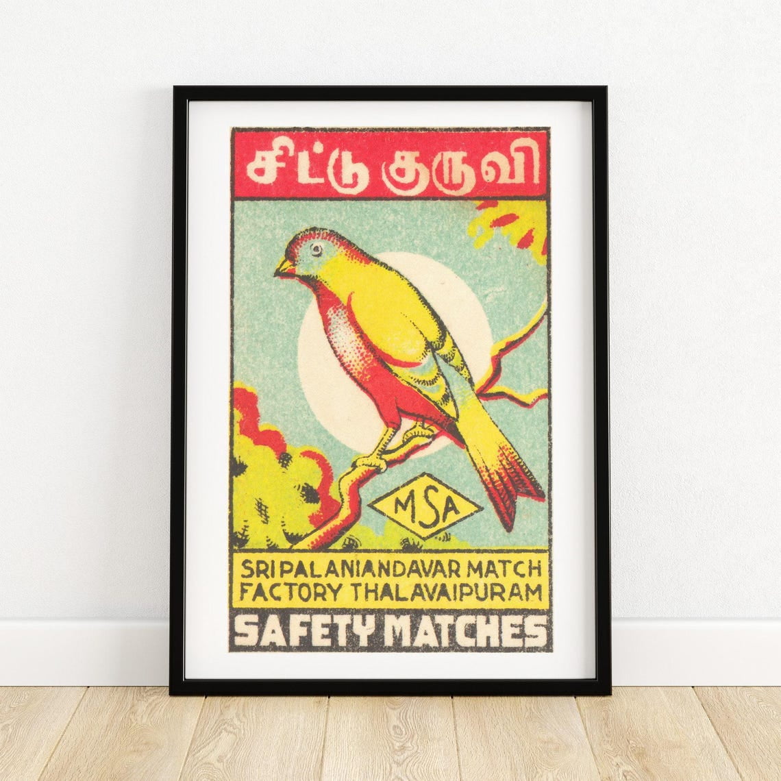 Colorful Bird Matchbox Art Print Vintage Indian Match Label Mid-Century ...