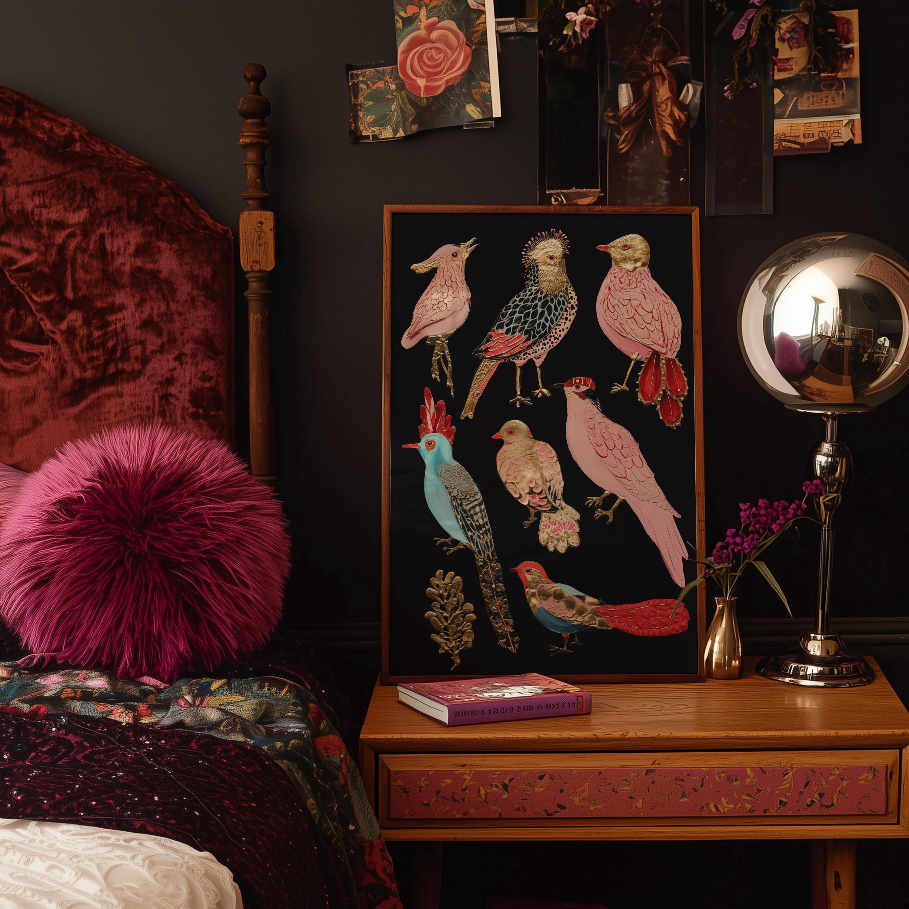 Colorful Bird Print: Whimsical Animal Illustration, Maximalist Decor ...