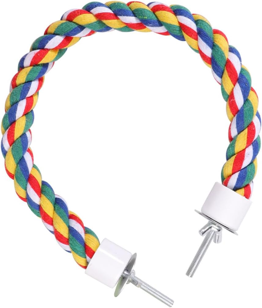 Colorful Bird Rope Perch Stand, Birdcage Swing Spiral Toys, Bird Bungee ...