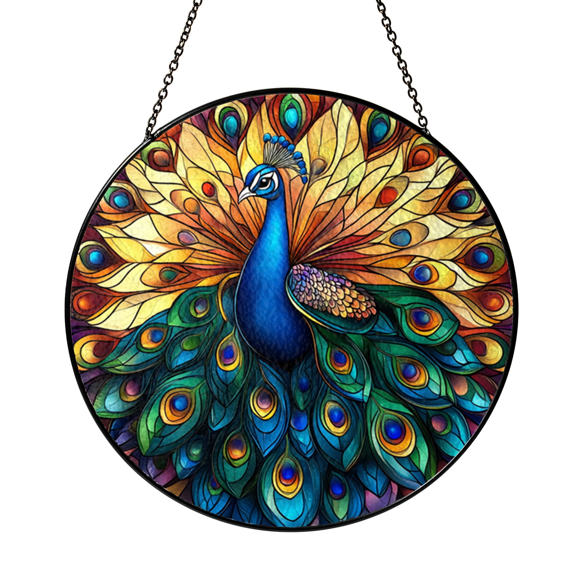 Colorful Bird Stained Glass Style Suncatcher – Peacock Theme Window Art ...