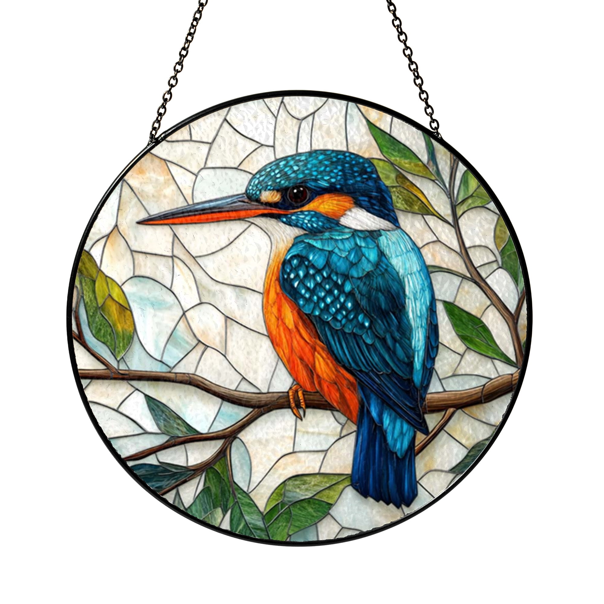 Colorful Bird Woodland Scene Stained Glass Style Window Suncatcher ...