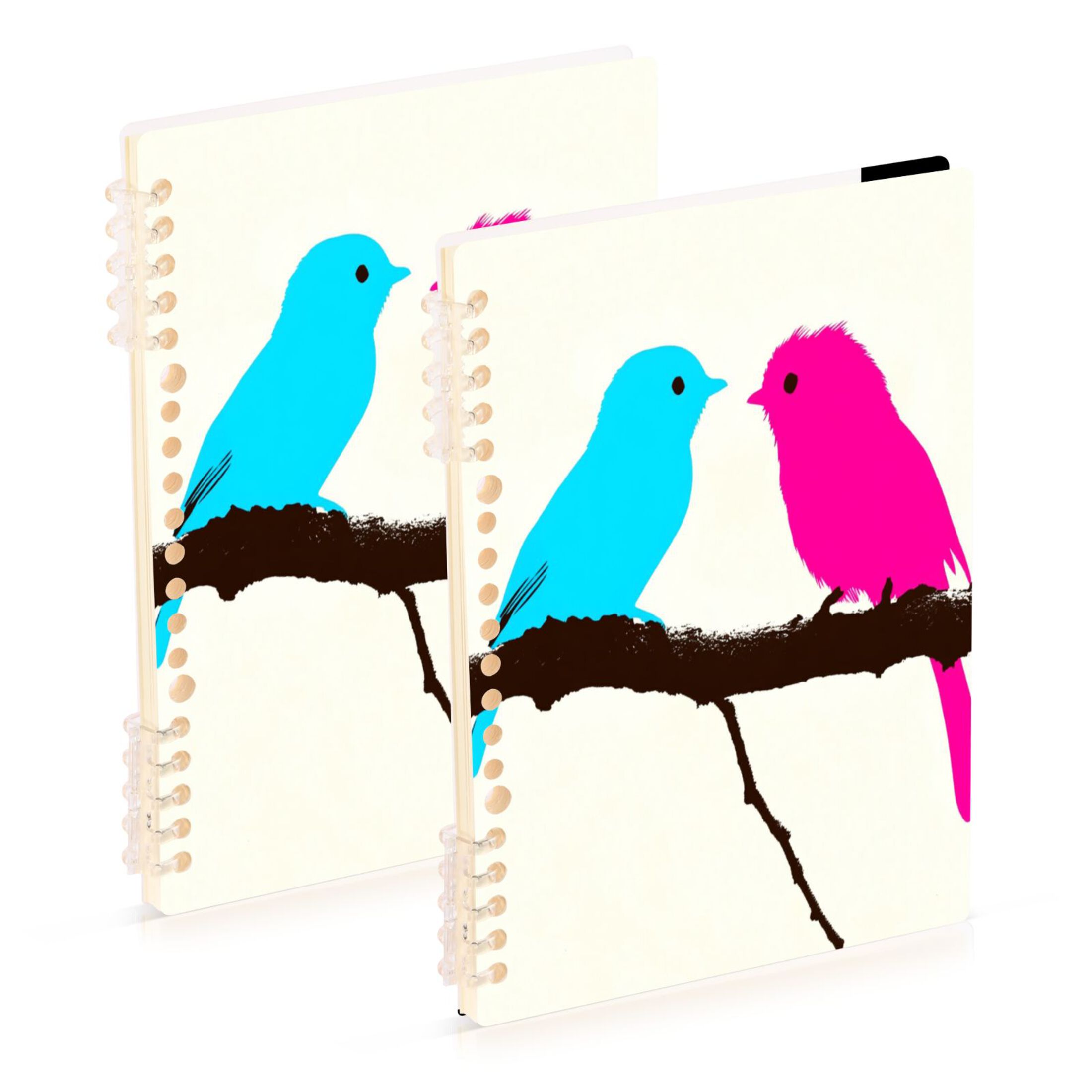 Colorful Birds 2-Piece A5 PP Notebooks, Adjustable Rings, 80g Paper ...
