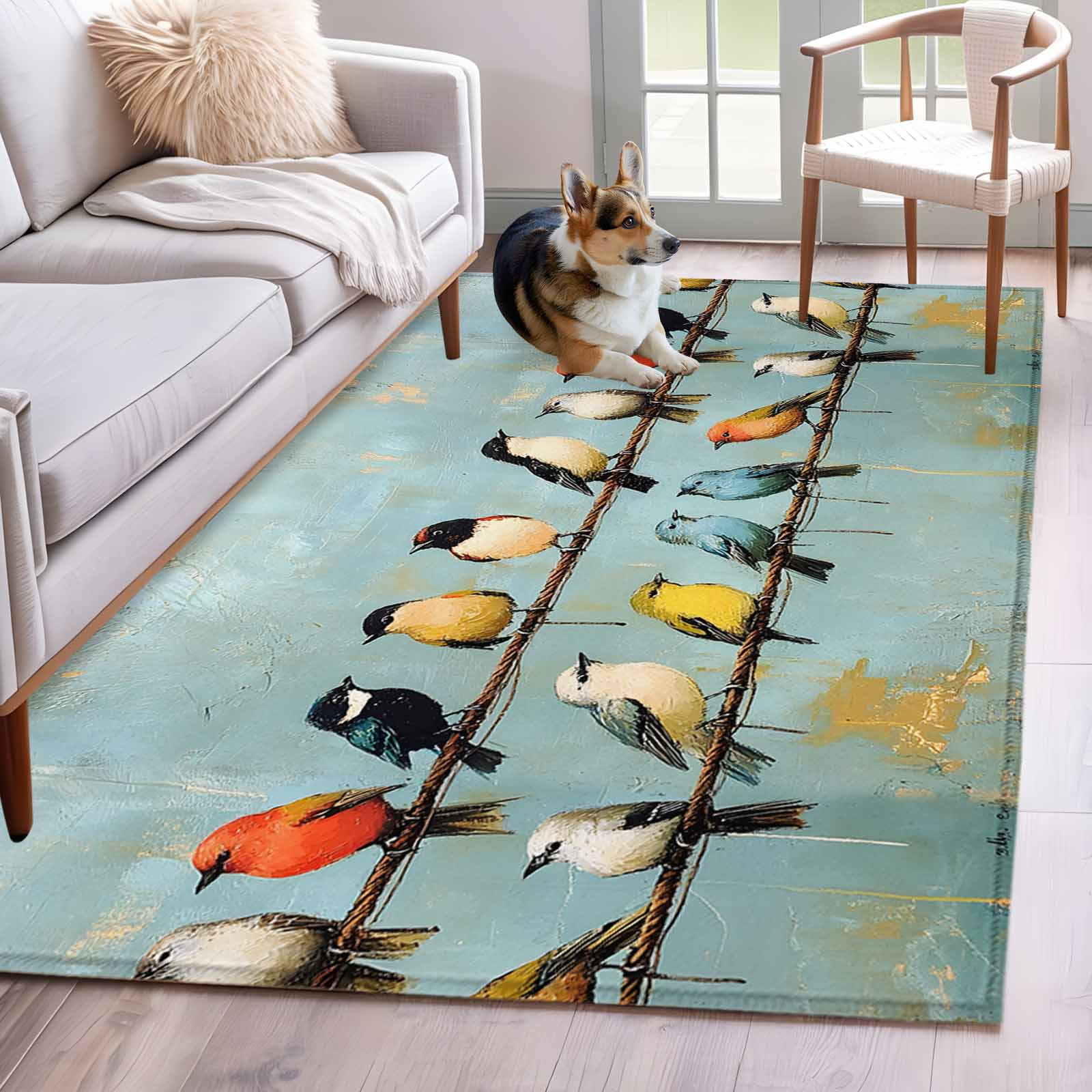 Colorful Birds Area Rug 3x5 FT, Non Slip Entryway Bedside Carpet ...