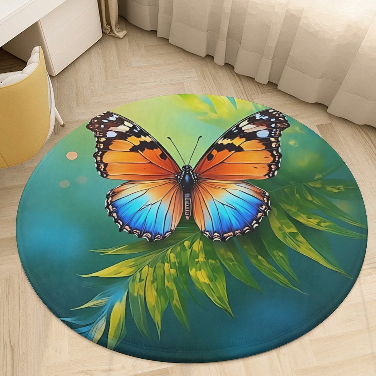 Colorful Birds Butterflies And Flowers Round Area Rugs for Bedroom ...