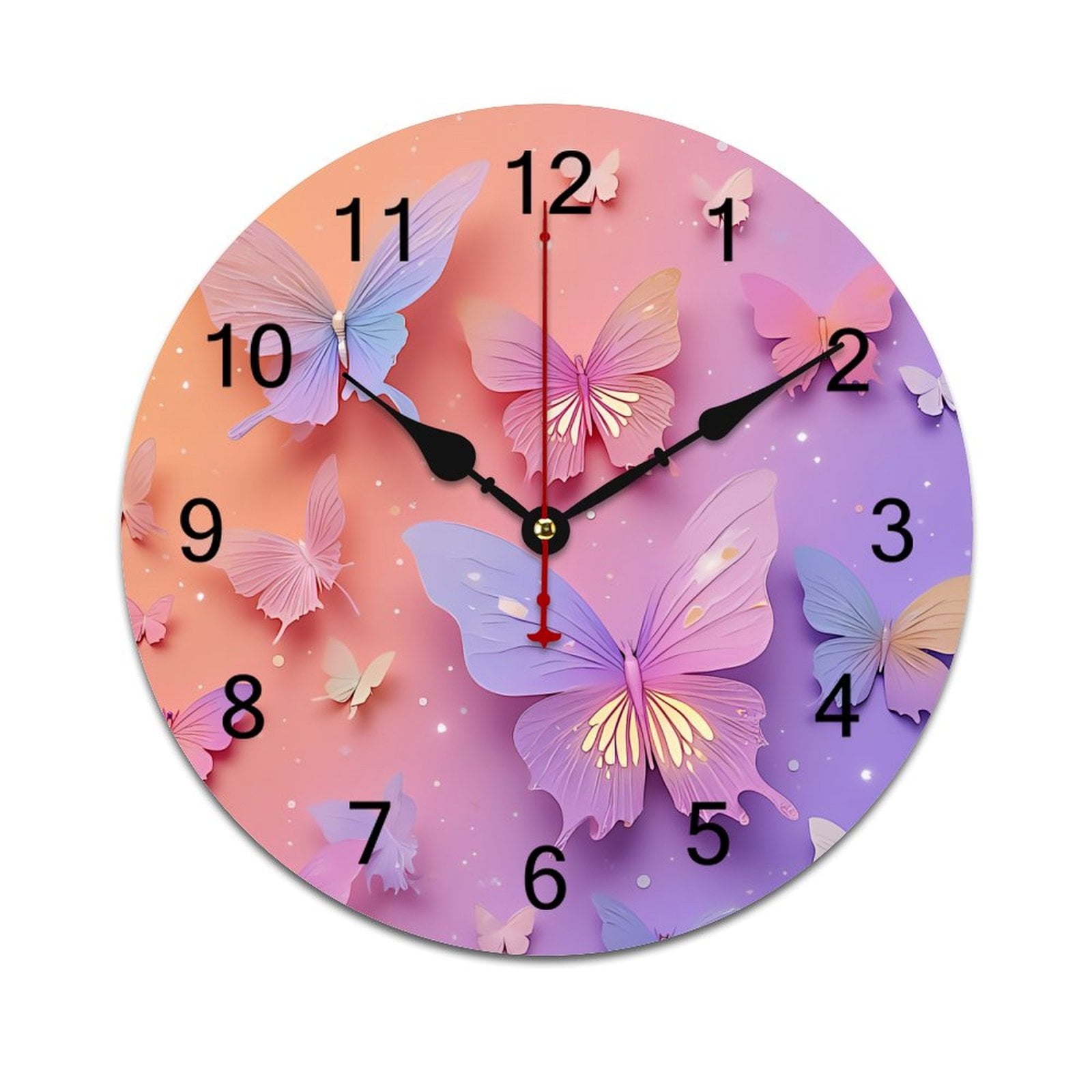 Colorful Birds Butterflies And Flowers Word Saying Big Wall Clock Home ...
