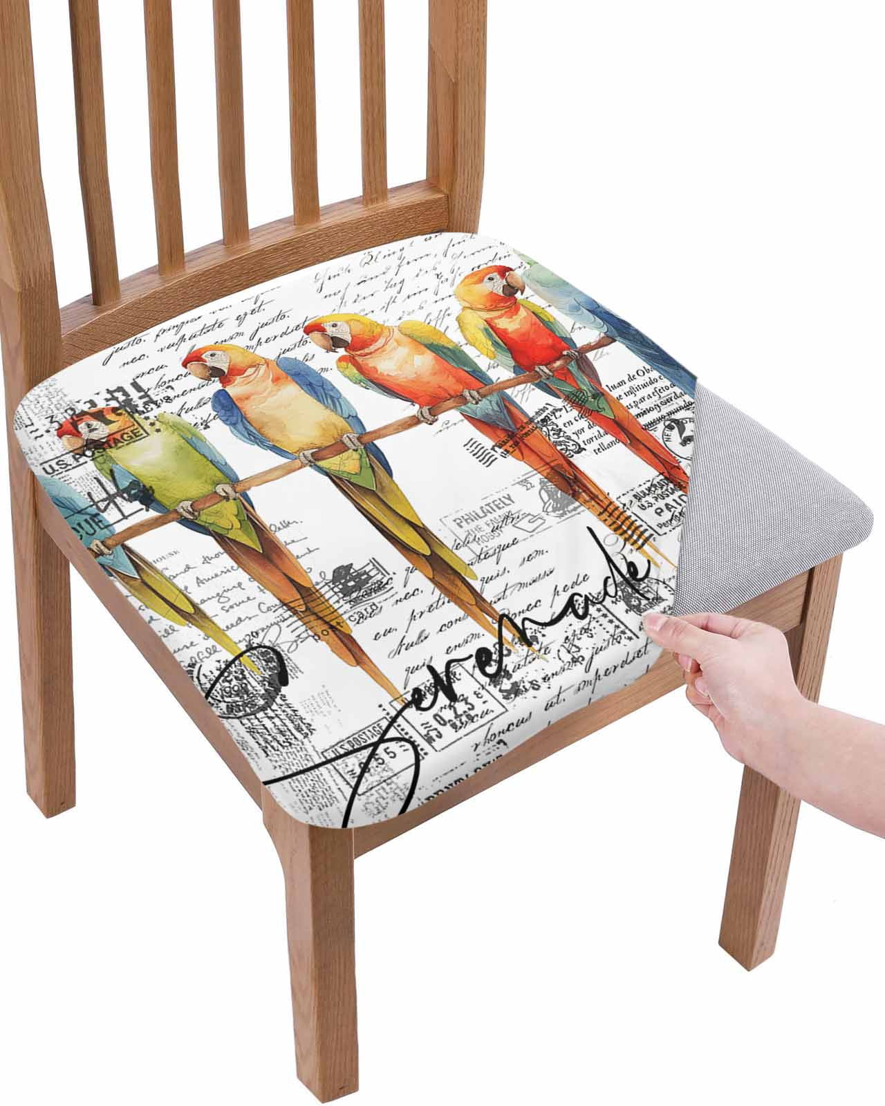 Colorful Birds Chair Seat Covers for Dining Room Stretch Chair Seat ...