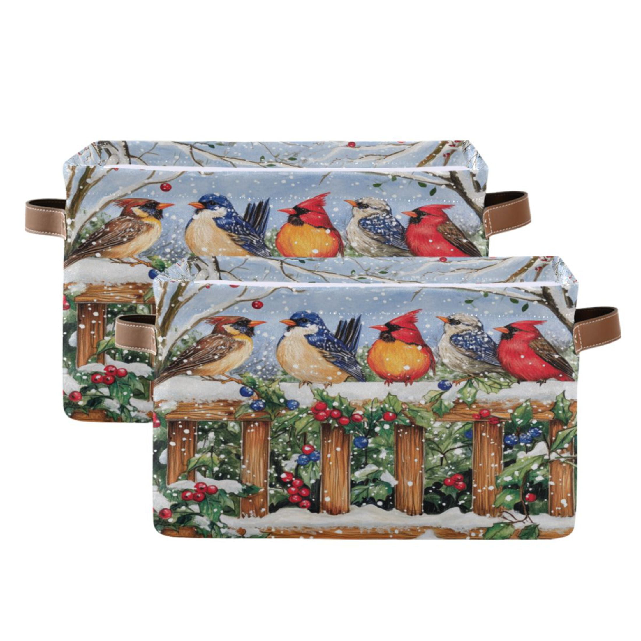Colorful Birds Foldable Storage Basket,Canvas Fabric Foldable Storage ...