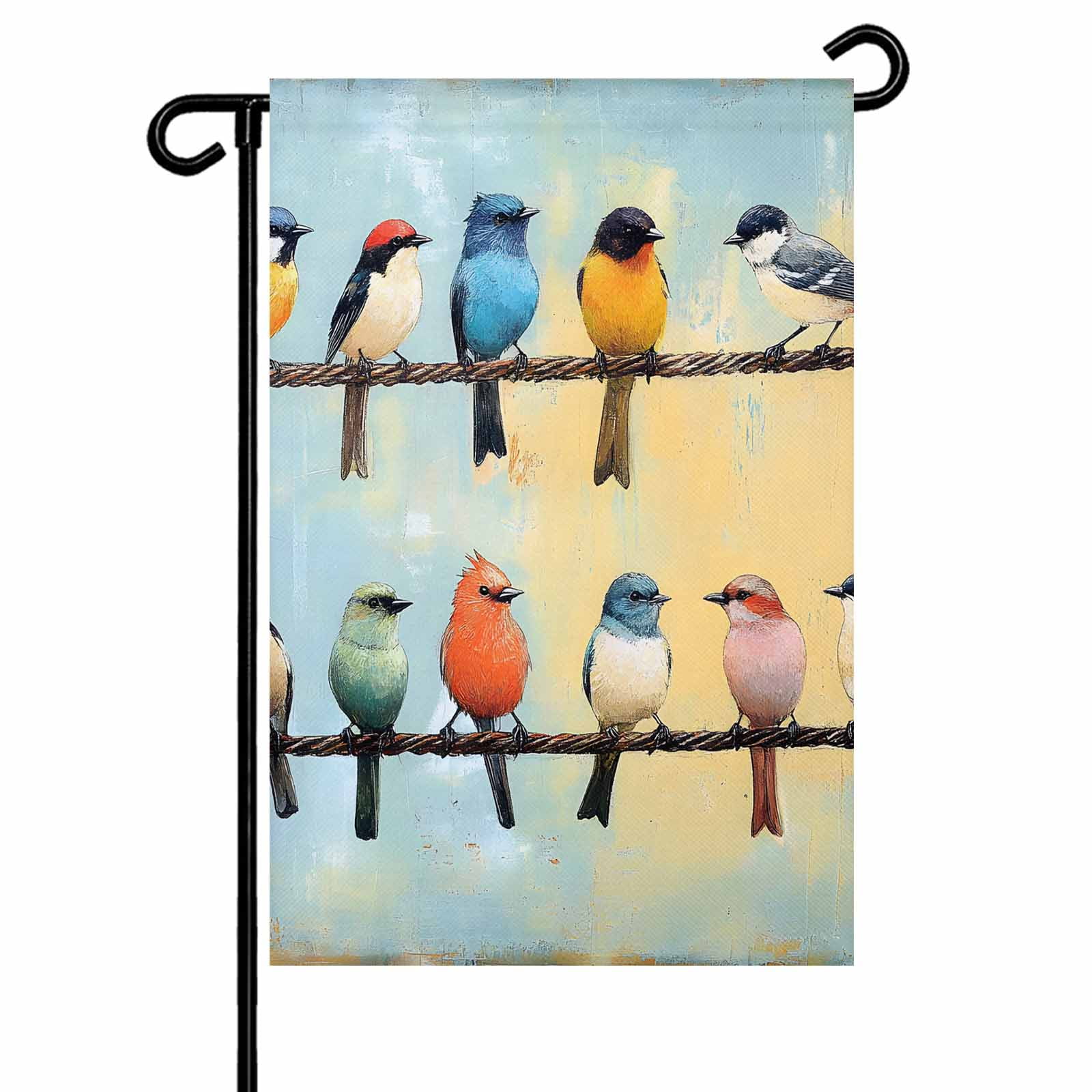 Colorful Birds Garden Flags for Outside Blue Teal Yellow Red Double ...