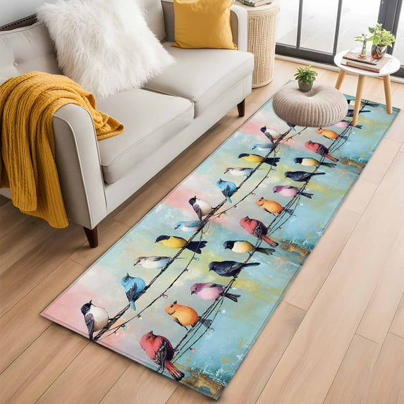 Colorful Birds Kitchen Runner Rug 2x6 Washable Runners for Hallway Non ...