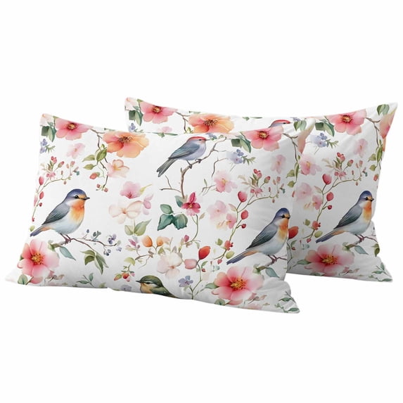 Colorful Birds Outdoor Waterproof Pillow Covers, Spring Garden Tree ...