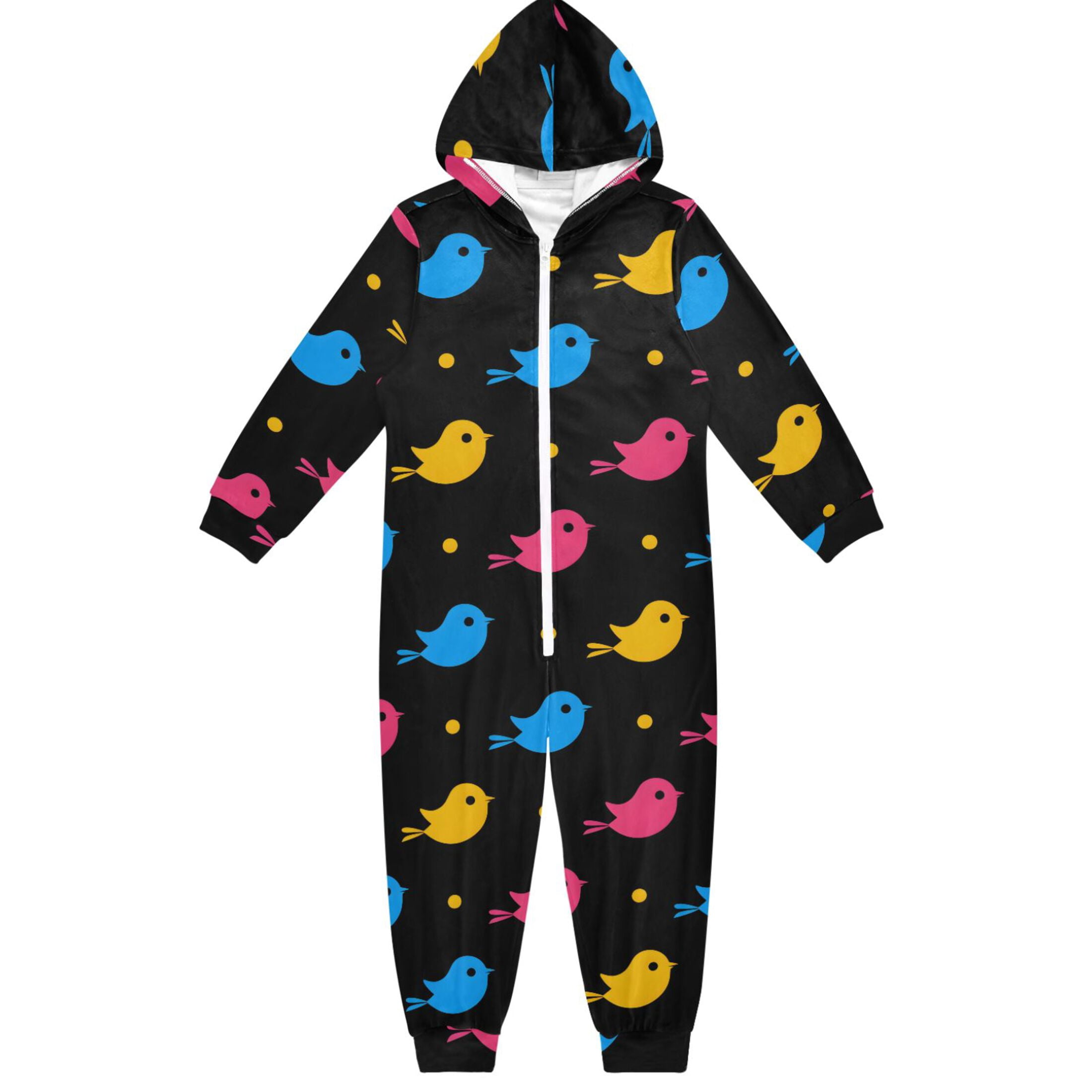 Colorful Birds Pattern One Piece Pajamas Soft Jumpsuit Cozy Sleep and ...