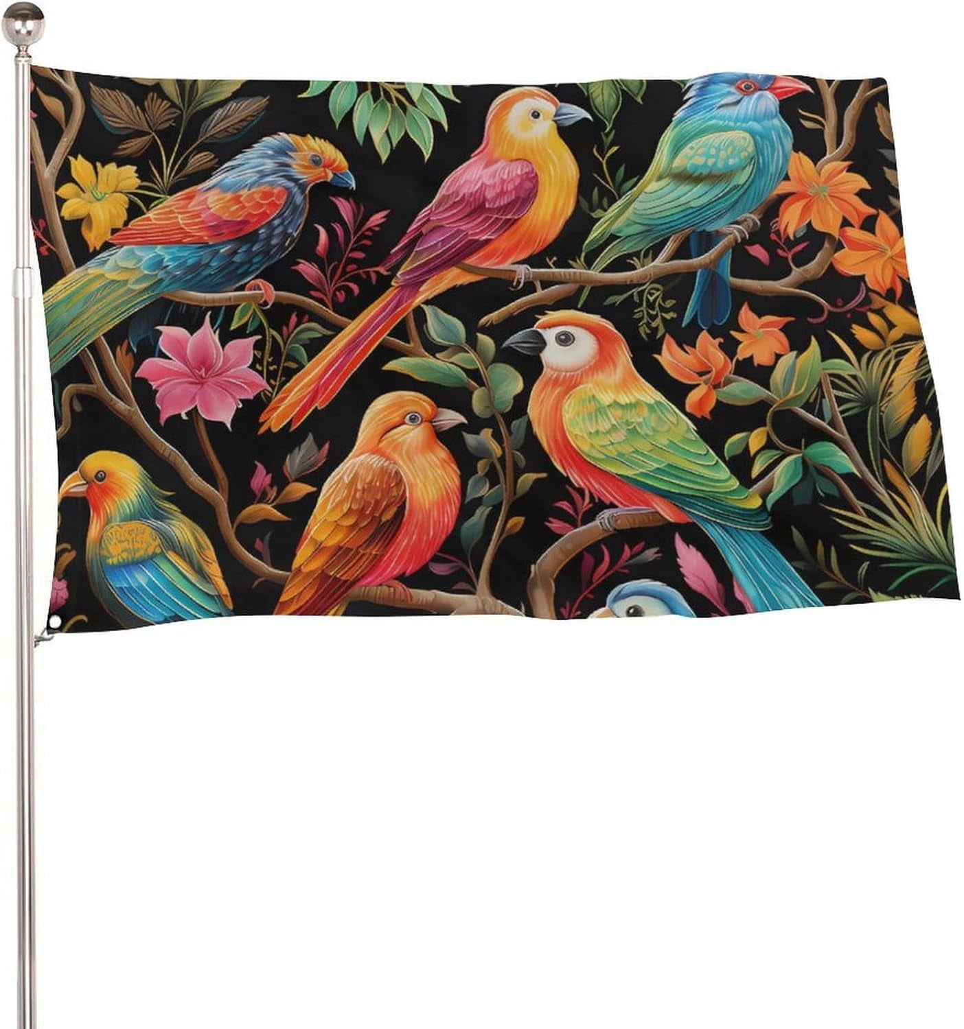 Colorful Birds Printed Flag with 2 Brass Grommets Banner Funny for ...
