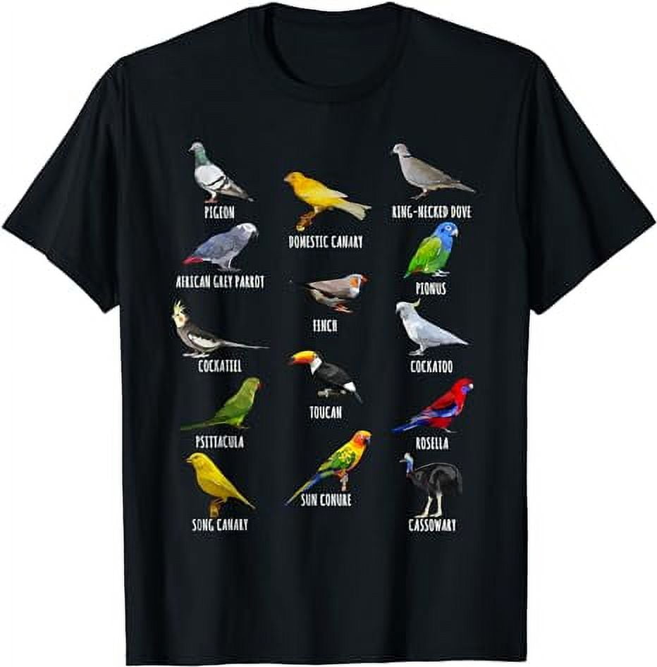 Colorful Birds Species Biology Types Bird Identification T-Shirt ...