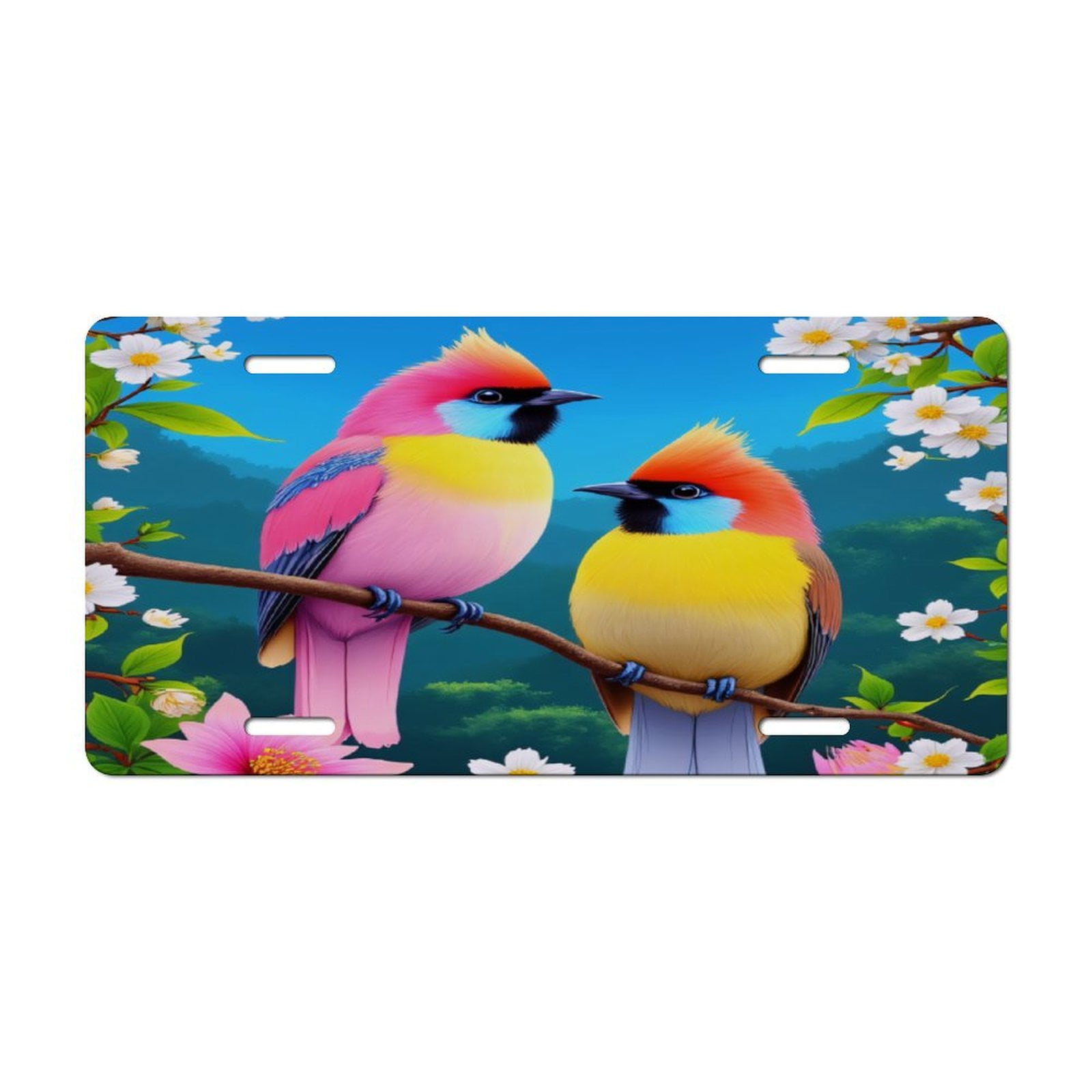 Colorful Birds in Spring Garden Car Decorative Front License Plate ...