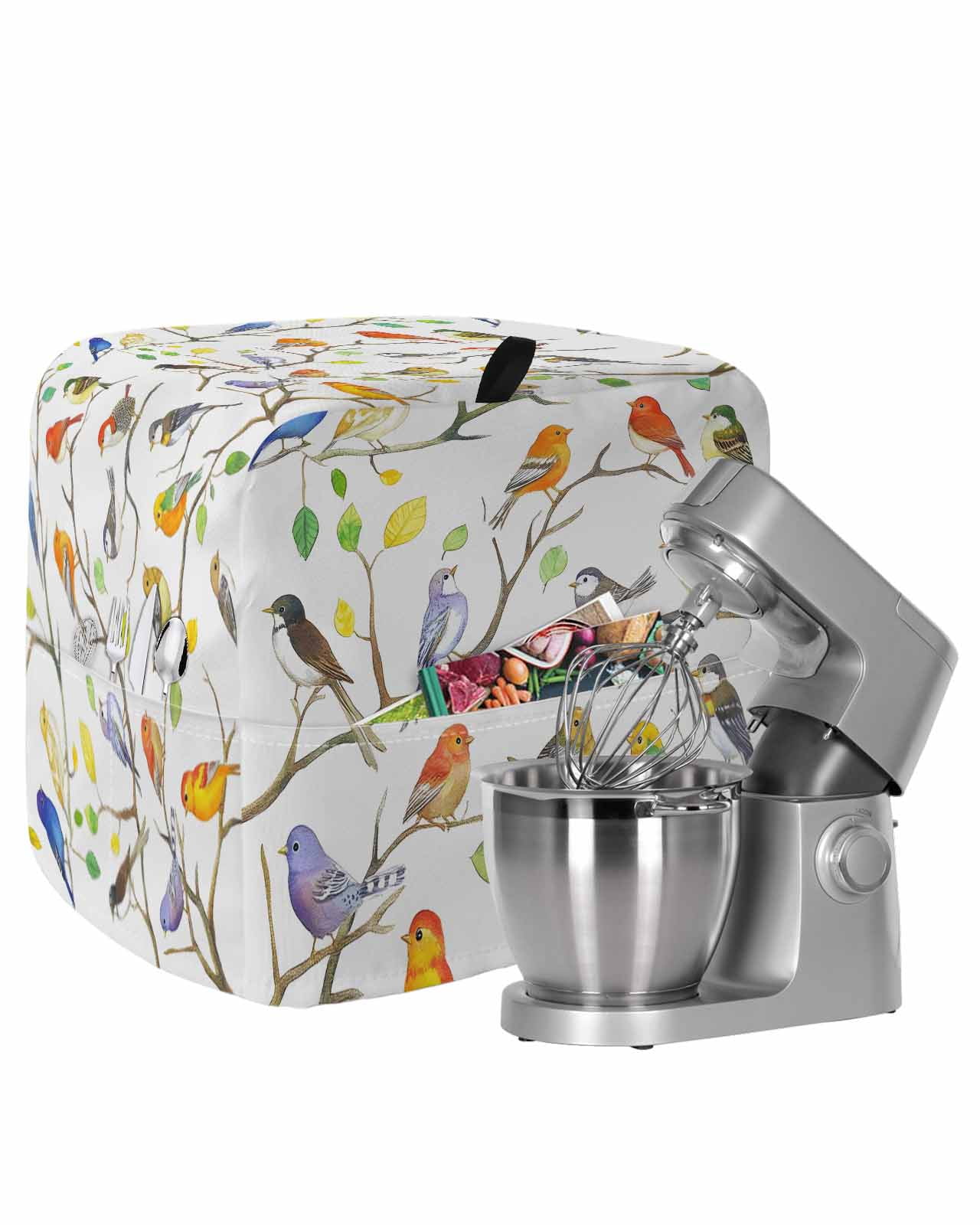 Colorful Birds Stand Mixer Dust Cover with Storage Pocket & Handles ...
