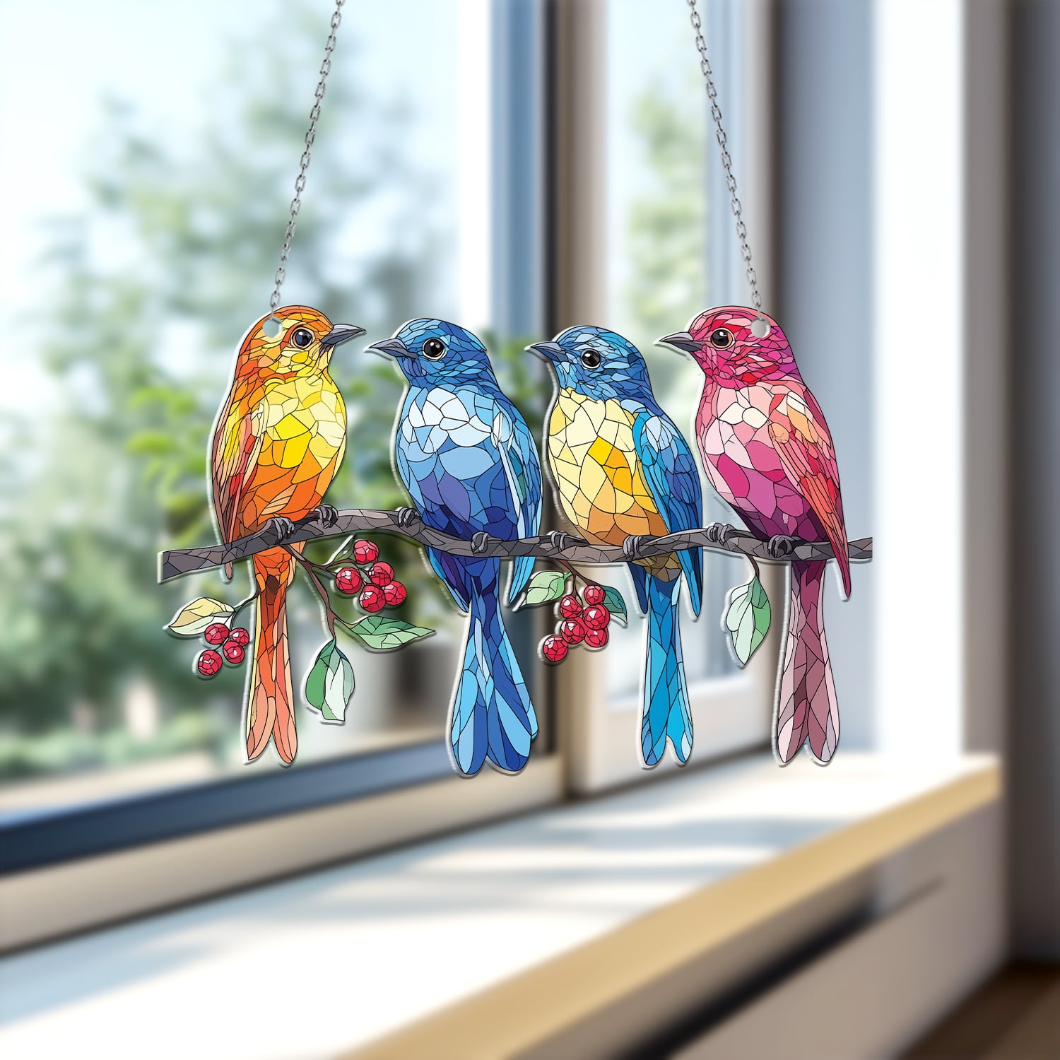 Colorful Birds Suncatcher – Handmade Window Hanging Sun Catcher ...