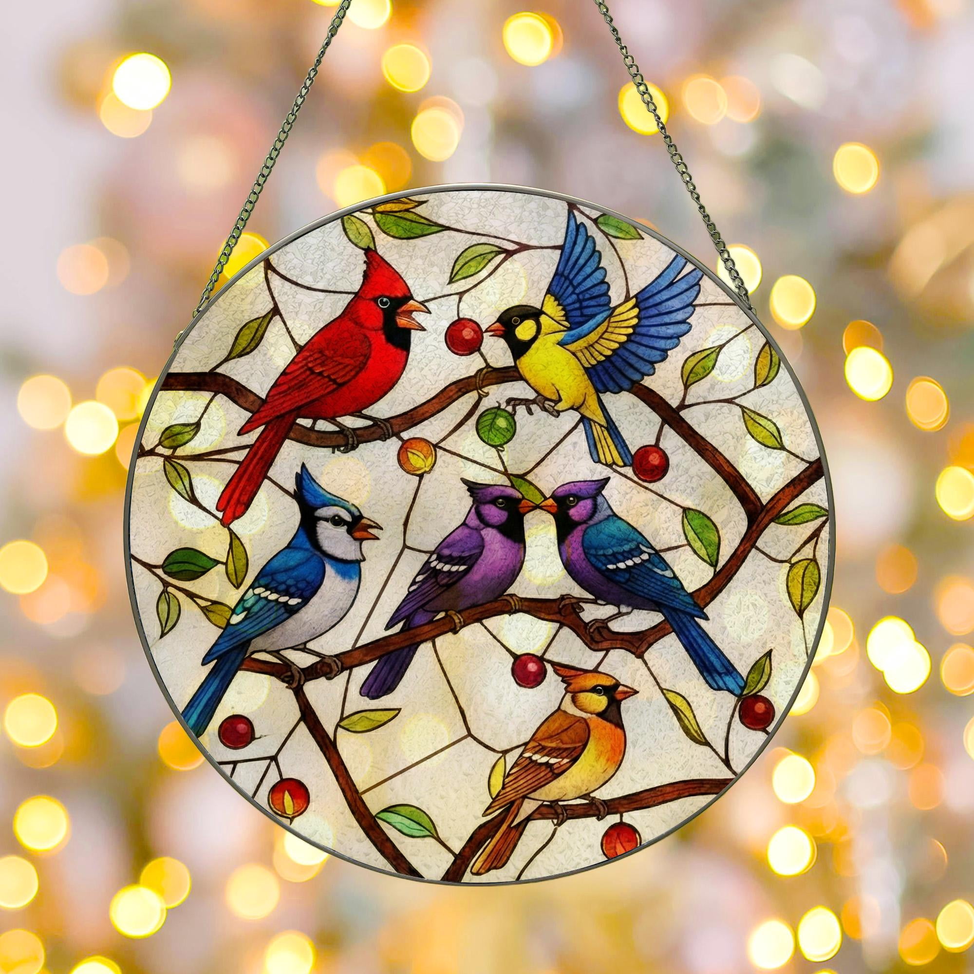 Colorful Birds Suncatcher Stained Glass Garden Suncatcher Window ...