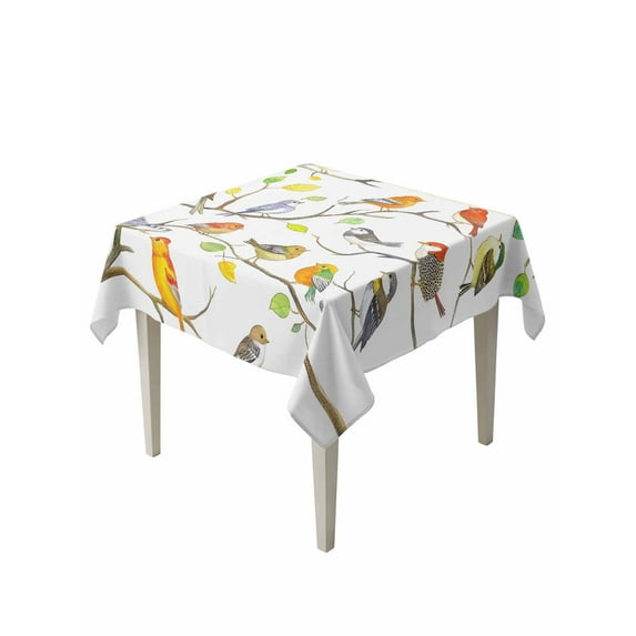 Colorful Birds Table Cloth, Branch Animal Spring Branch Leaf Summer ...